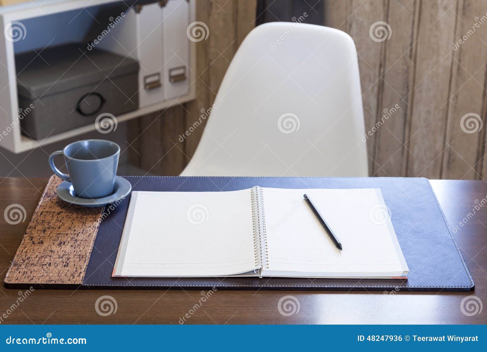 Woking Table with Book Pen and Coffee Home Interior Stock Photo - Image ...
