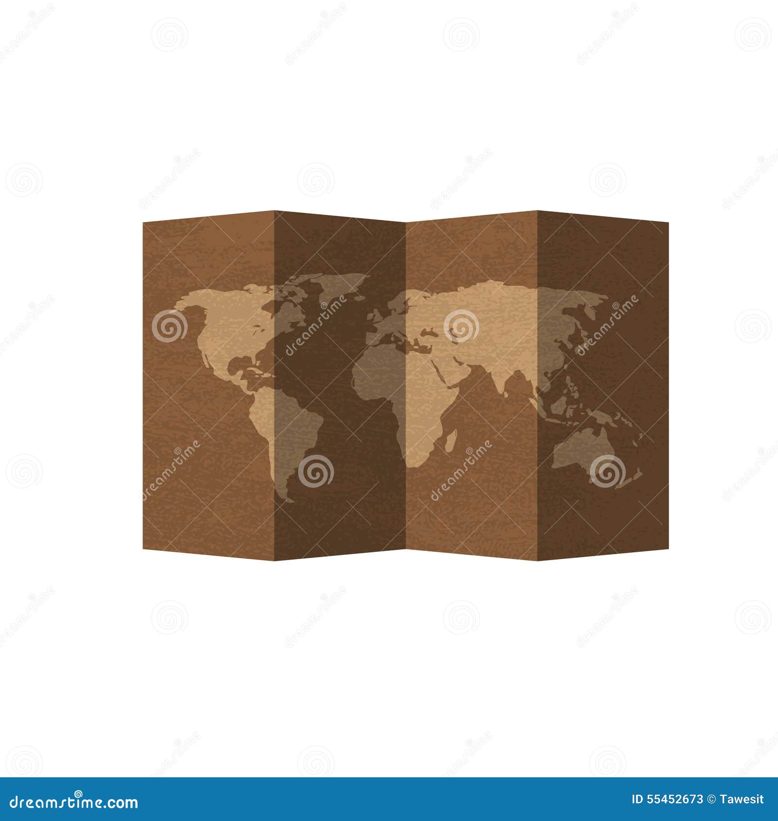 Wold Map fold old stock vector. Illustration of earth - 55452673