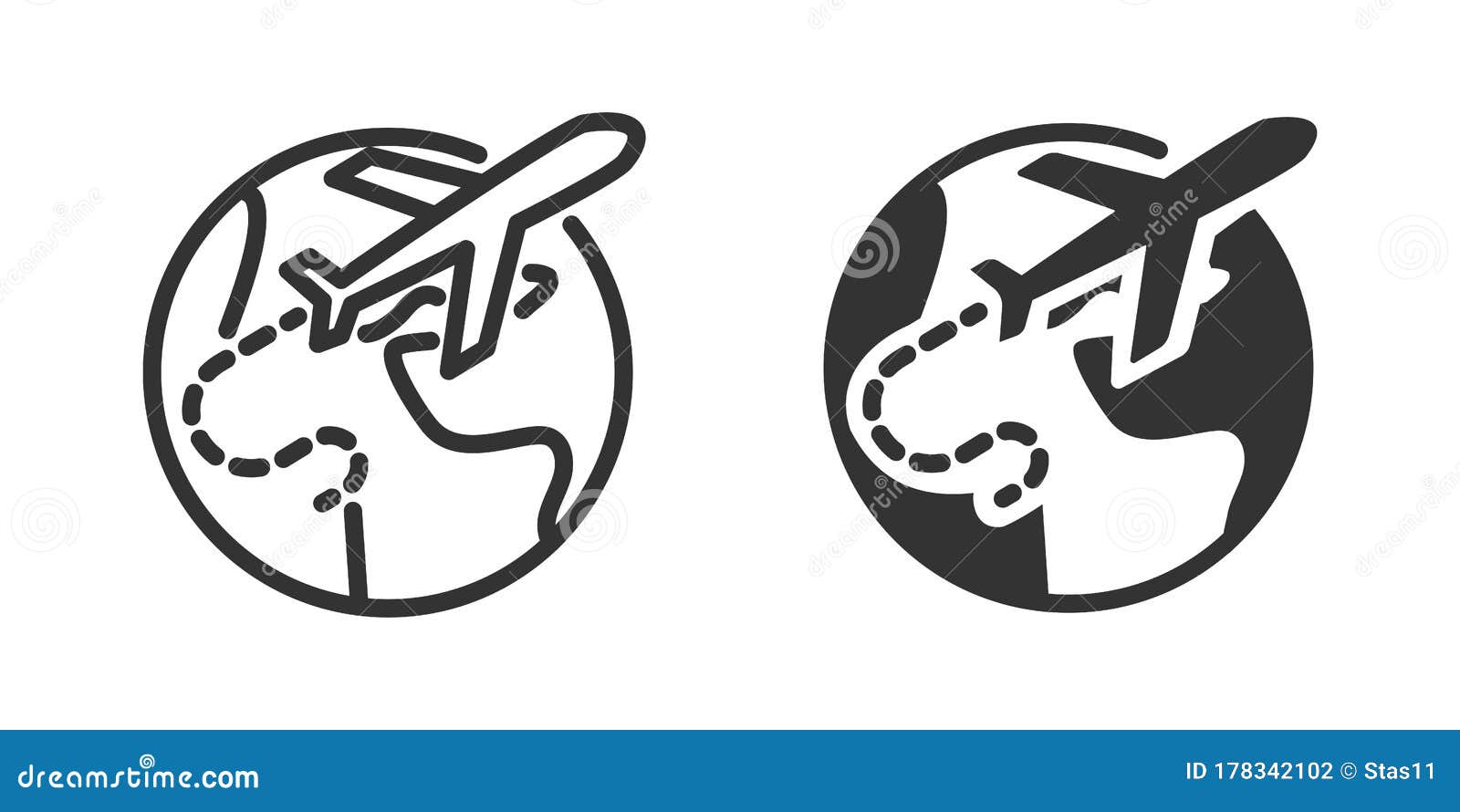 Wold Travel Icon in Two Versions in Simple Design. Vector Illustration ...