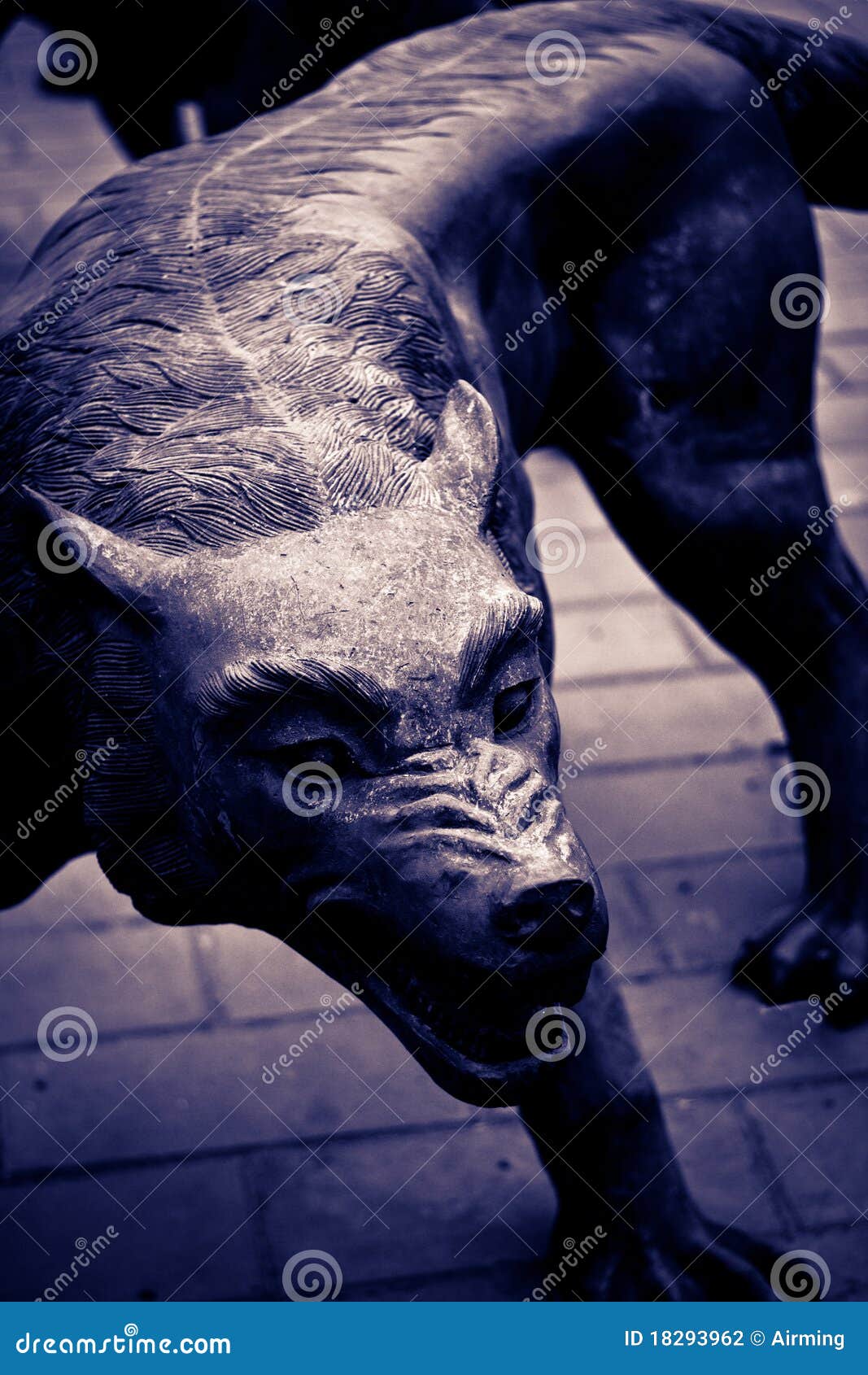 Alien Wolf Emerges From Dark Forest And Opens His Mouth. Stock ...