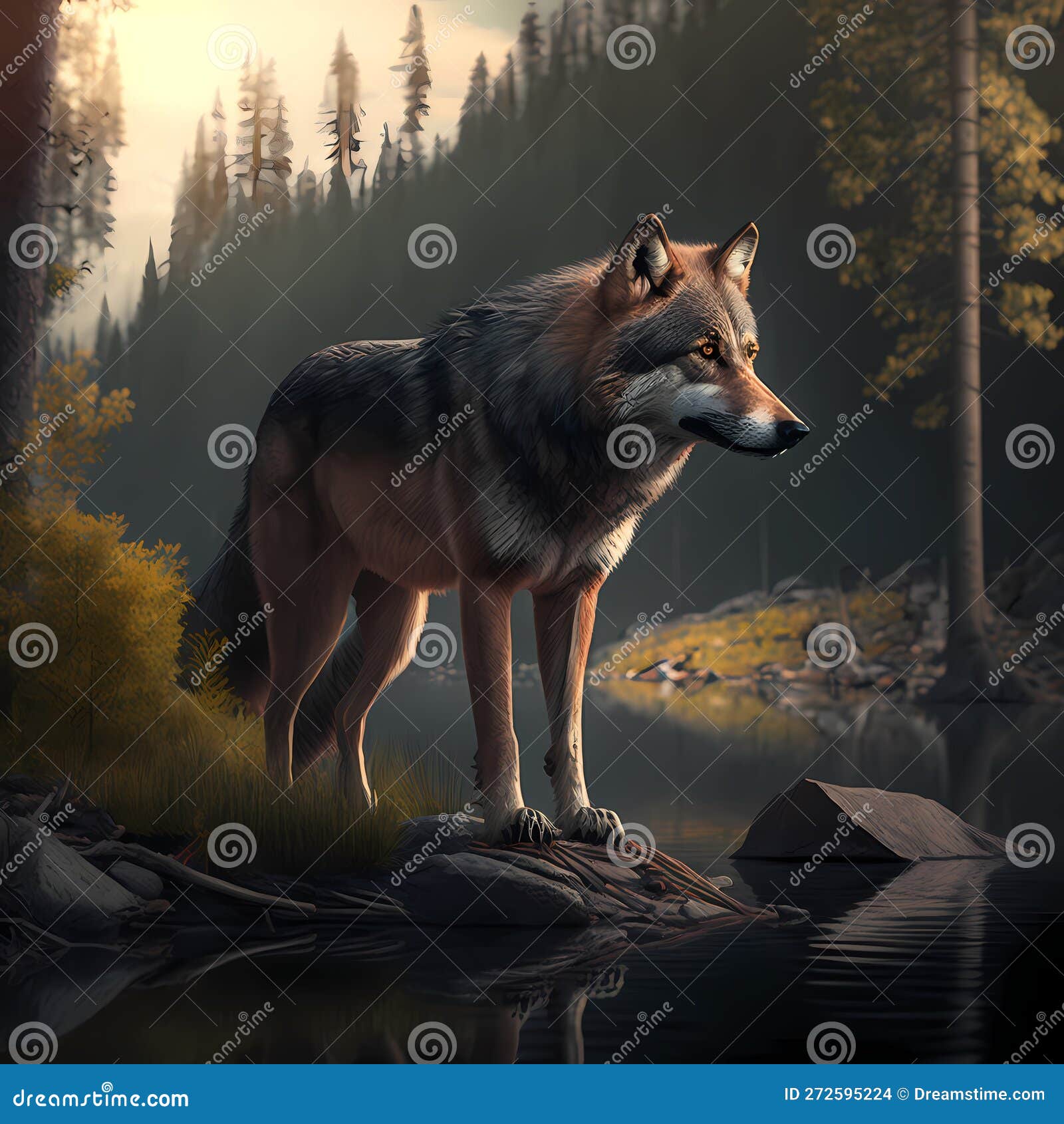 Wolf Activity Portrait. Generative AI Stock Illustration - Illustration ...