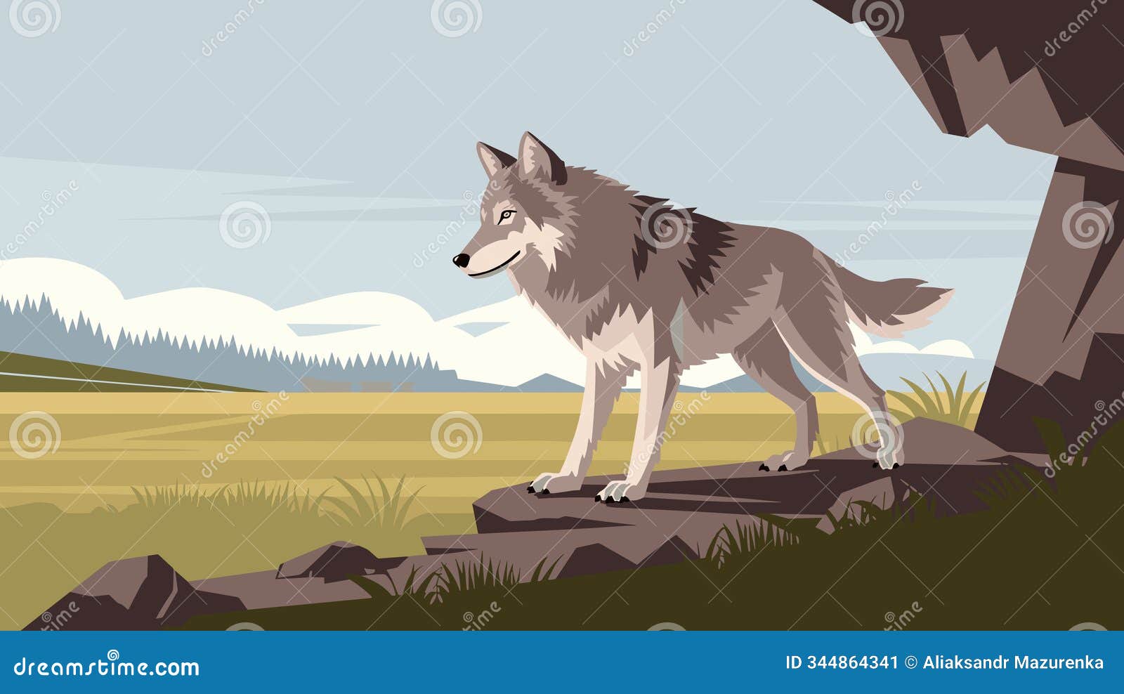 A Wolf, Minimalistic Colorful Organic Forms, Energy, Assembled, Layered ...