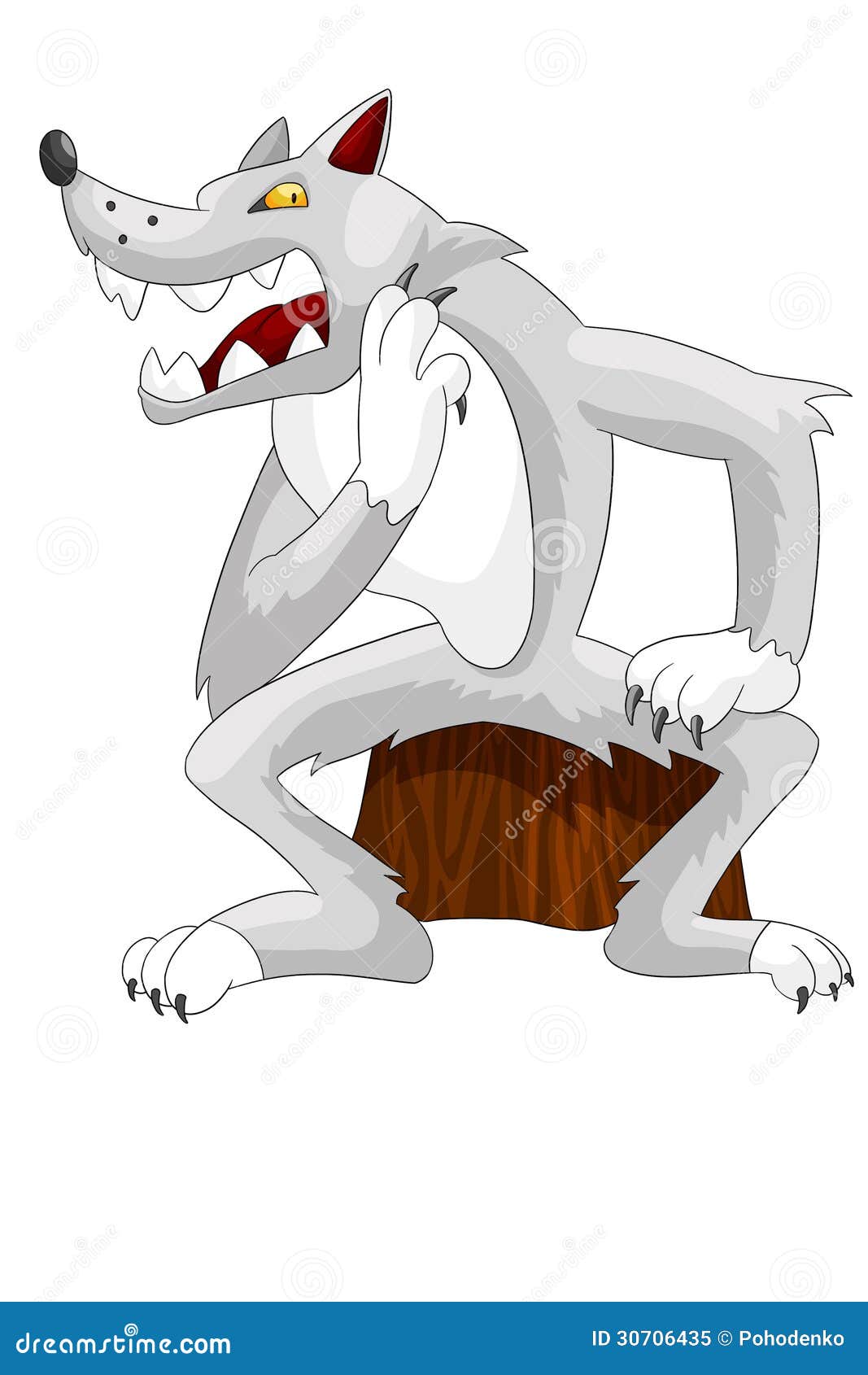 Wolf Angry Stump Character Cartoon Style Illustration Stock ...