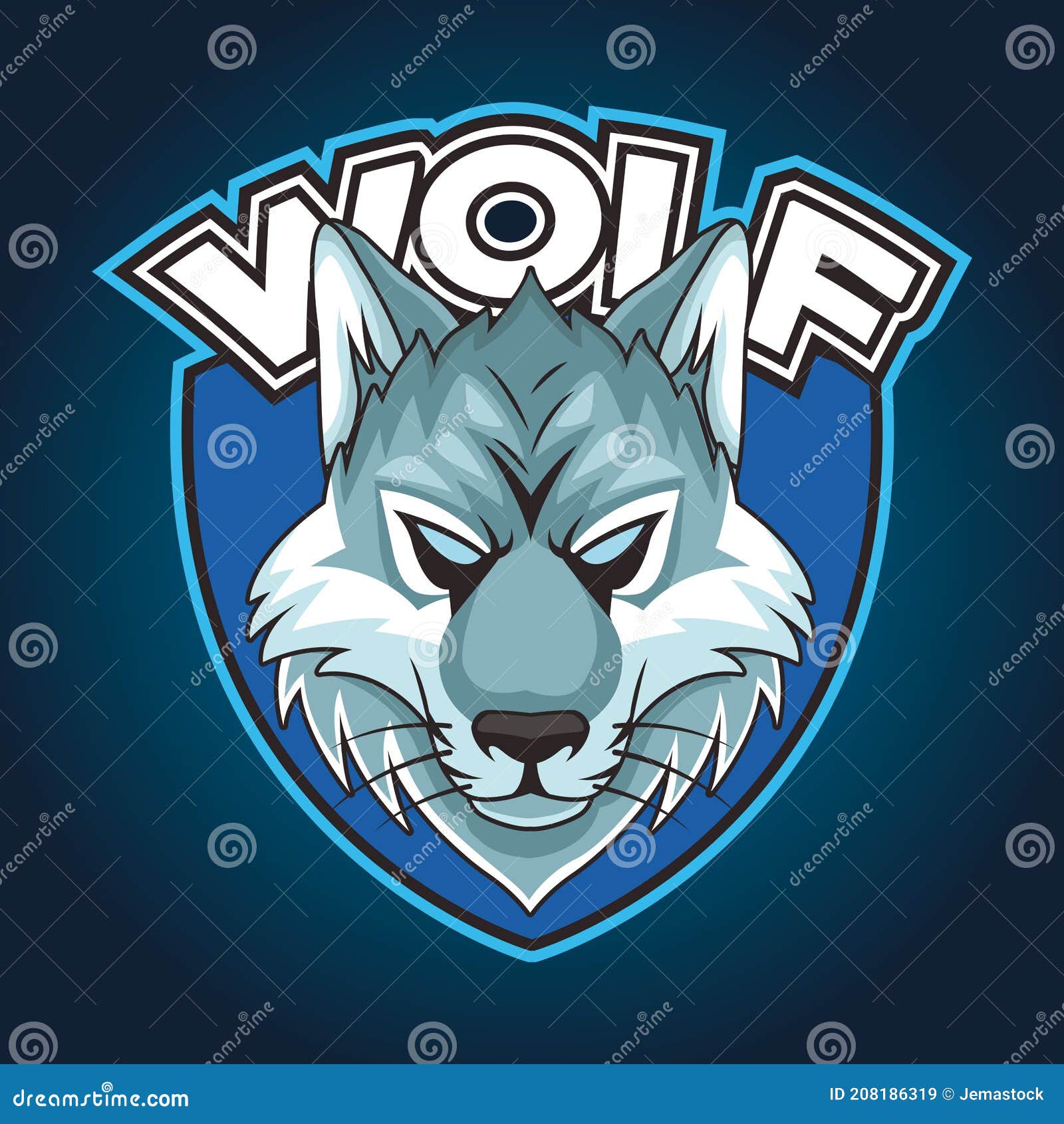 Wolf Animal Wild Head Character in Shield Stock Vector - Illustration ...