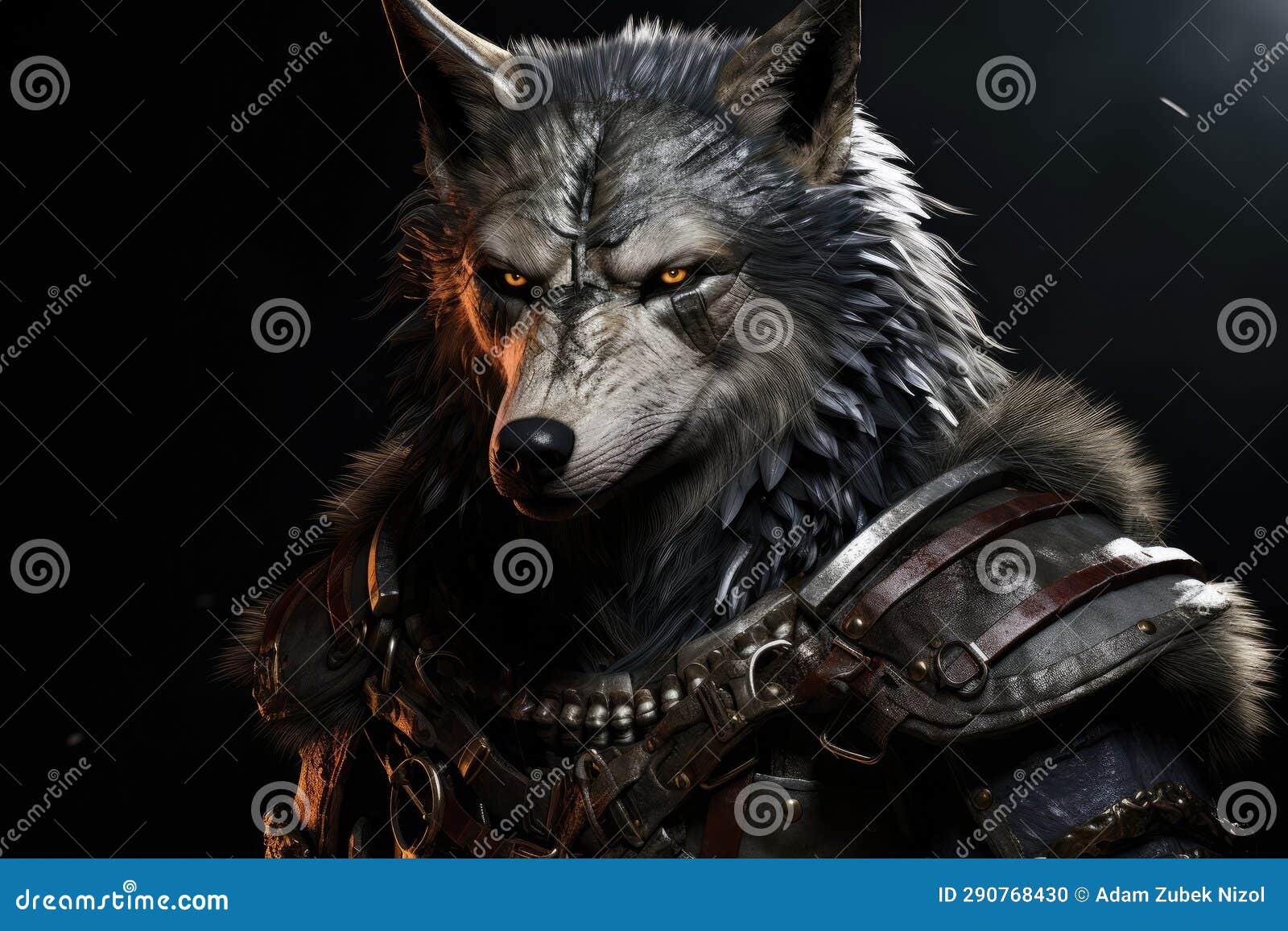 Wolf In Armor, Made Of Enchanted Metals And Engraved With Ancient Runes ...