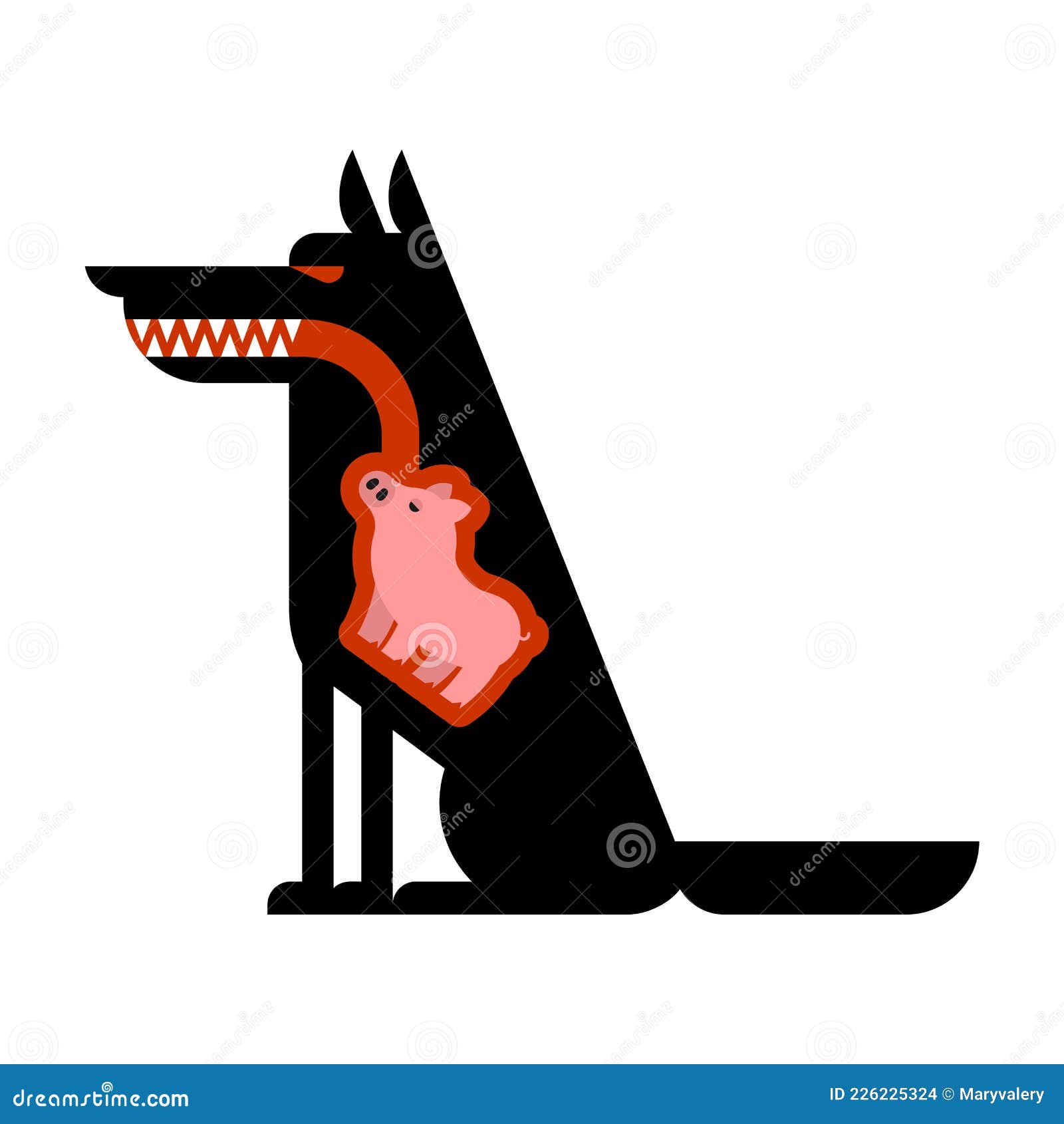 Wolf Ate Pig. Piglet Inside Belly of Wolf Stock Vector - Illustration ...