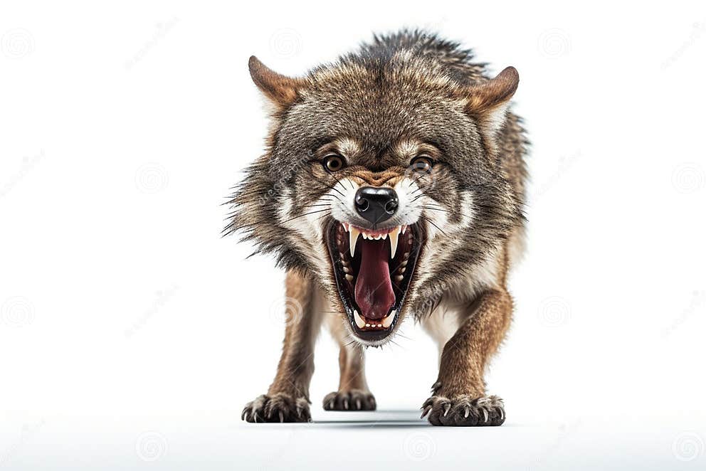 Wolf Baring Fangs. Aggressive Animal Stock Photo - Image of snarling ...