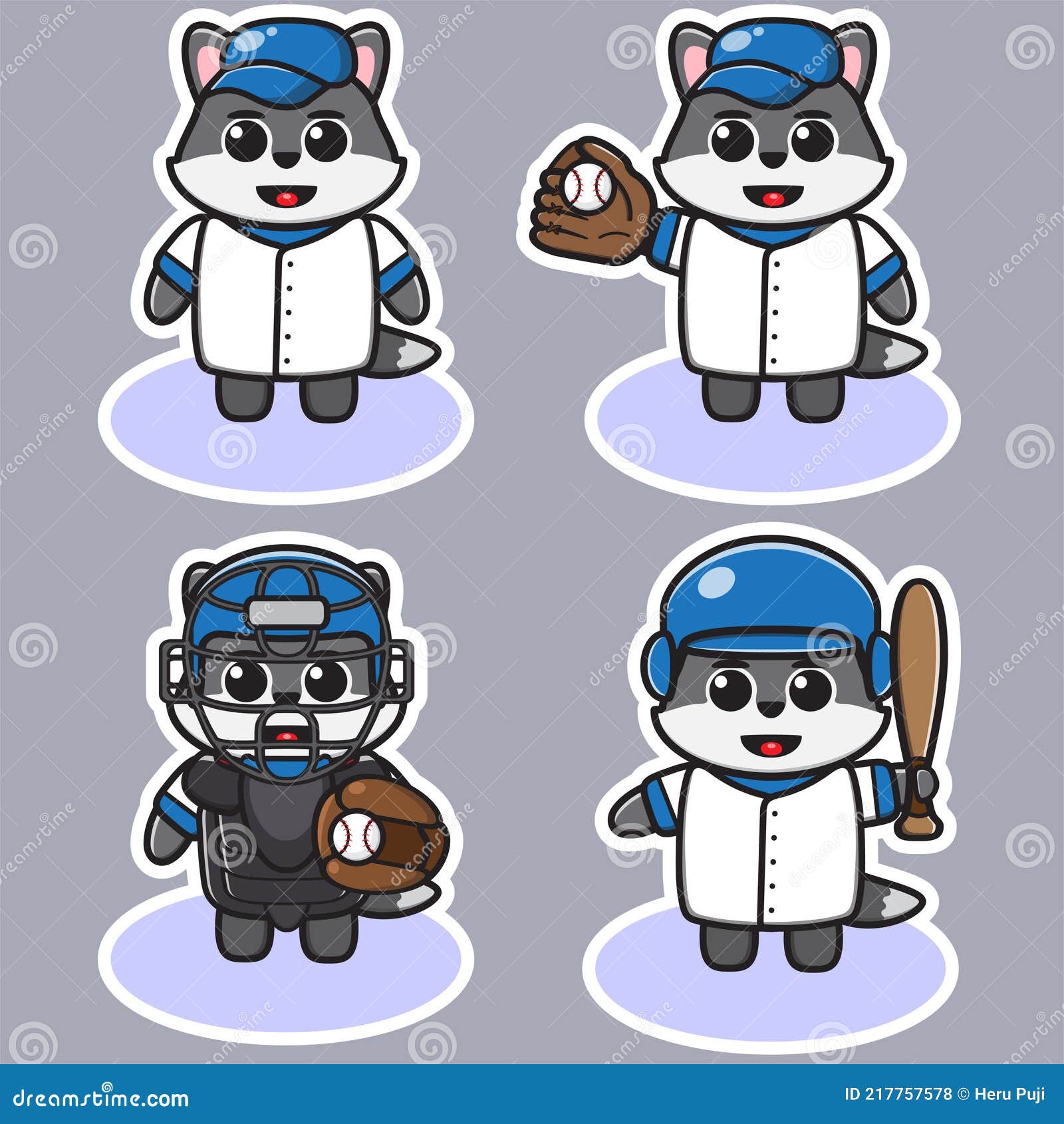 Vector Illustration of Cute Wolf Baseball Cartoon. Stock Vector ...