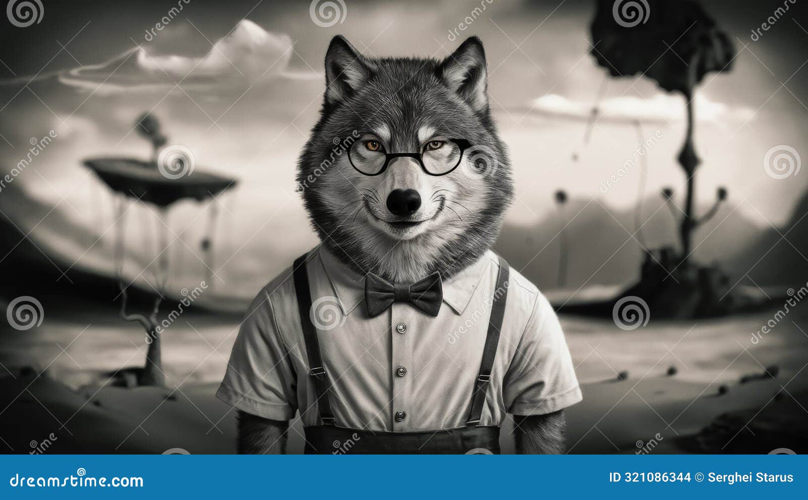 Alien Wolf Emerges From Dark Forest And Opens His Mouth.Alien Wolf ...