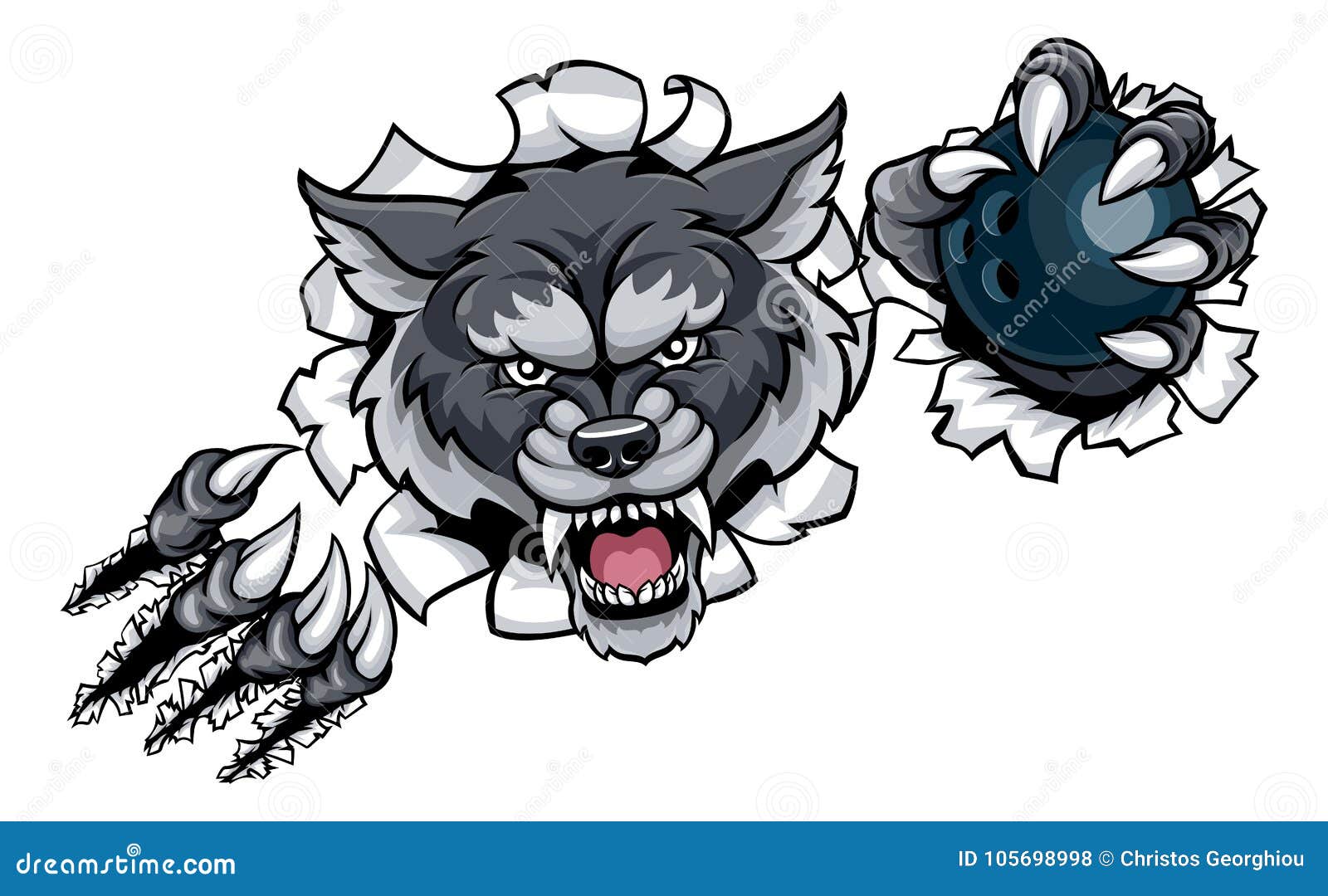 Wolf Bowling Mascot Breaking Background Illustration de Vecteur ...