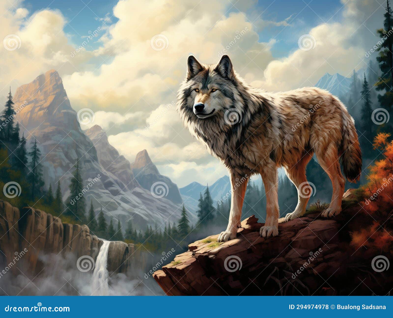 Wolf in the Canyon Made with Generative AI Illustration Stock ...