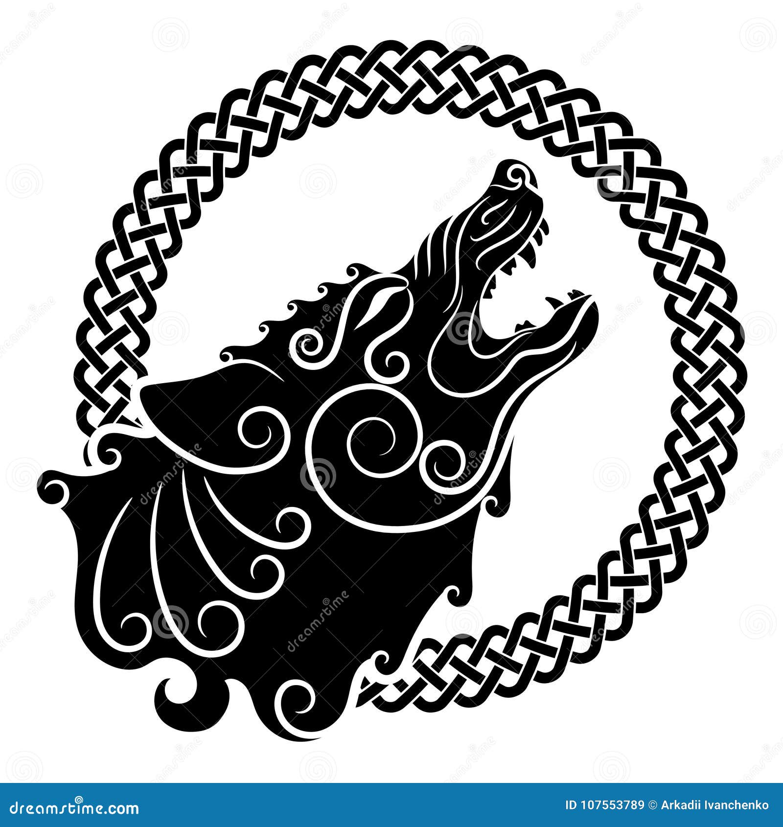 Wolf On Celtic Style, Howling Wolf In Celtic Ornament Vector ...