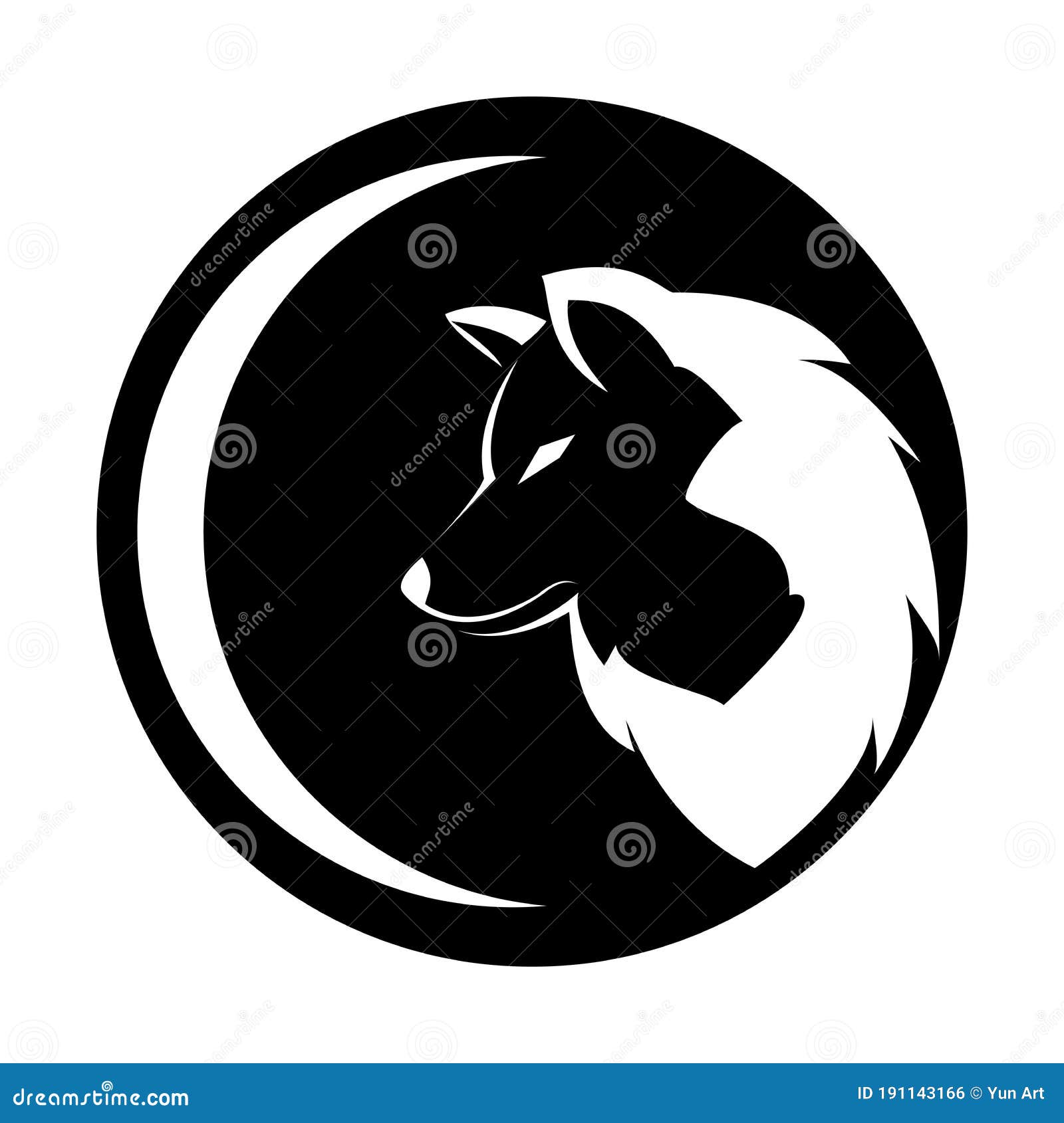 Wolf and Circle Vector Logo Design Stock Illustration - Illustration of ...