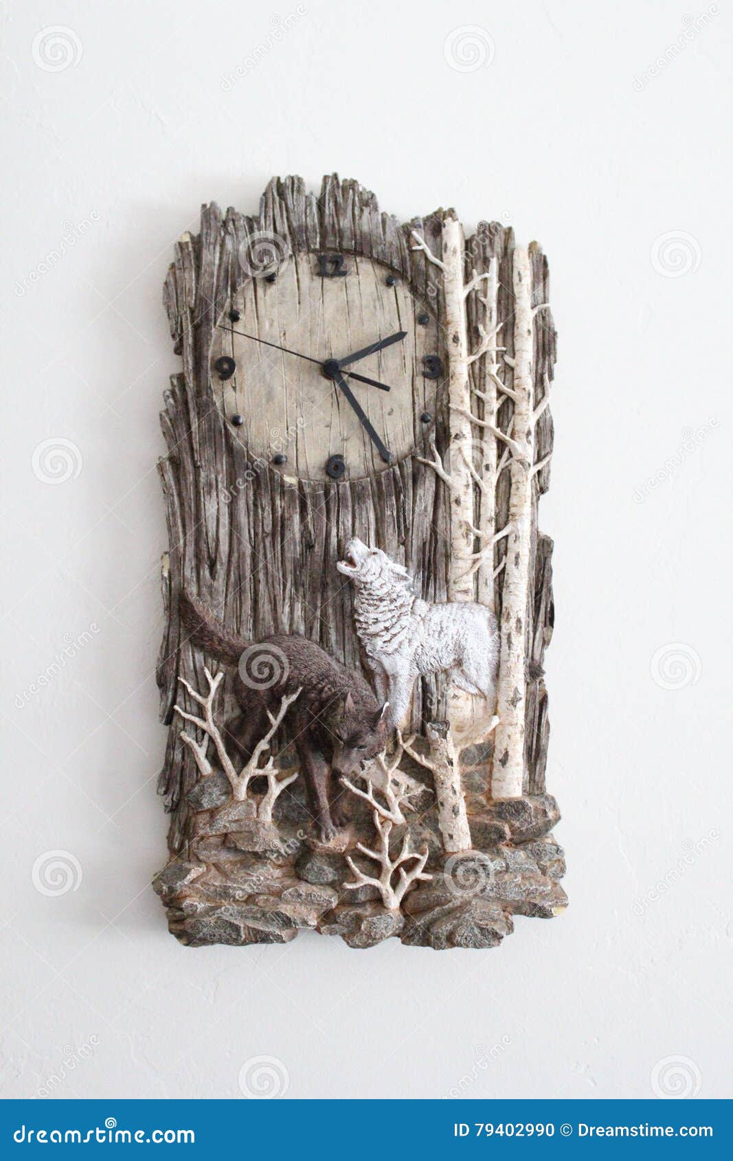 Wolf Clock stock photo. Image of wooden, clock, photograph - 79402990