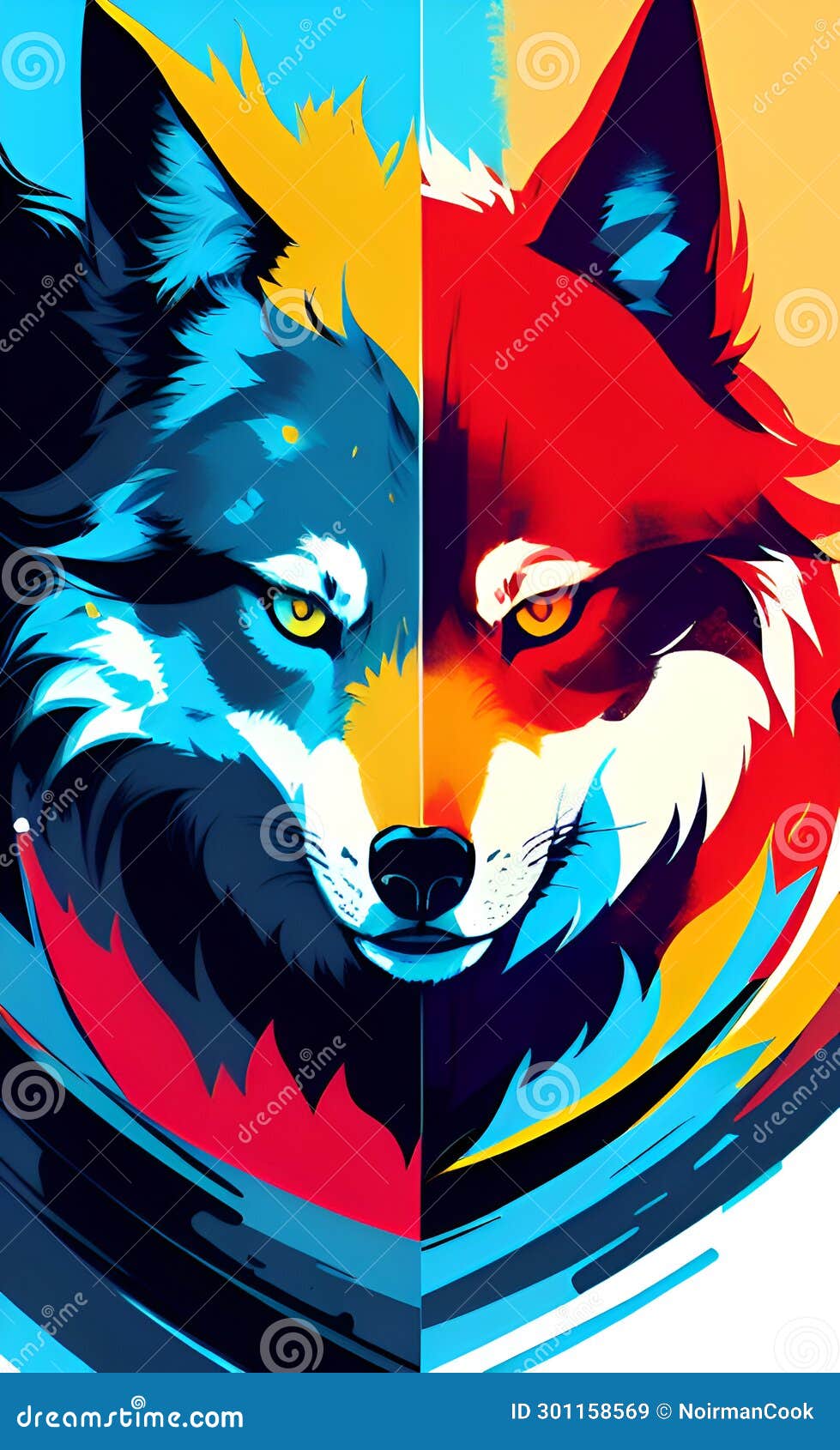 Wolf Close Up Abstract Portrait Drawing Stock Illustration ...