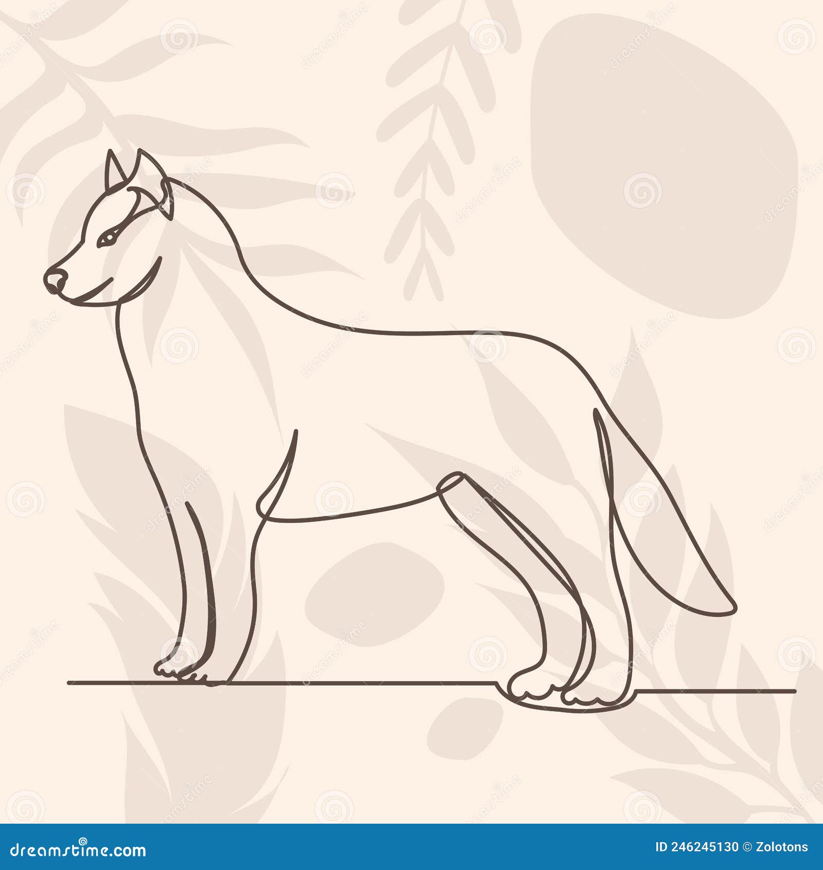 Wolf Continuous Line Drawing, Sketch Stock Vector - Illustration of ...