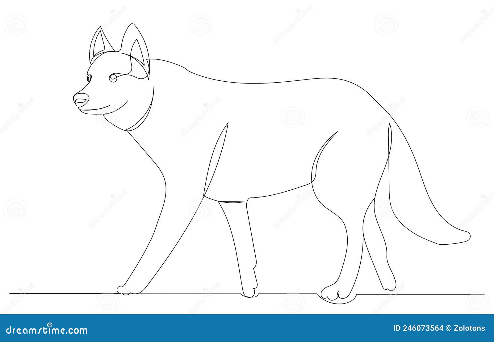 Wolf Continuous Line Drawing, Sketch Stock Vector - Illustration of ...