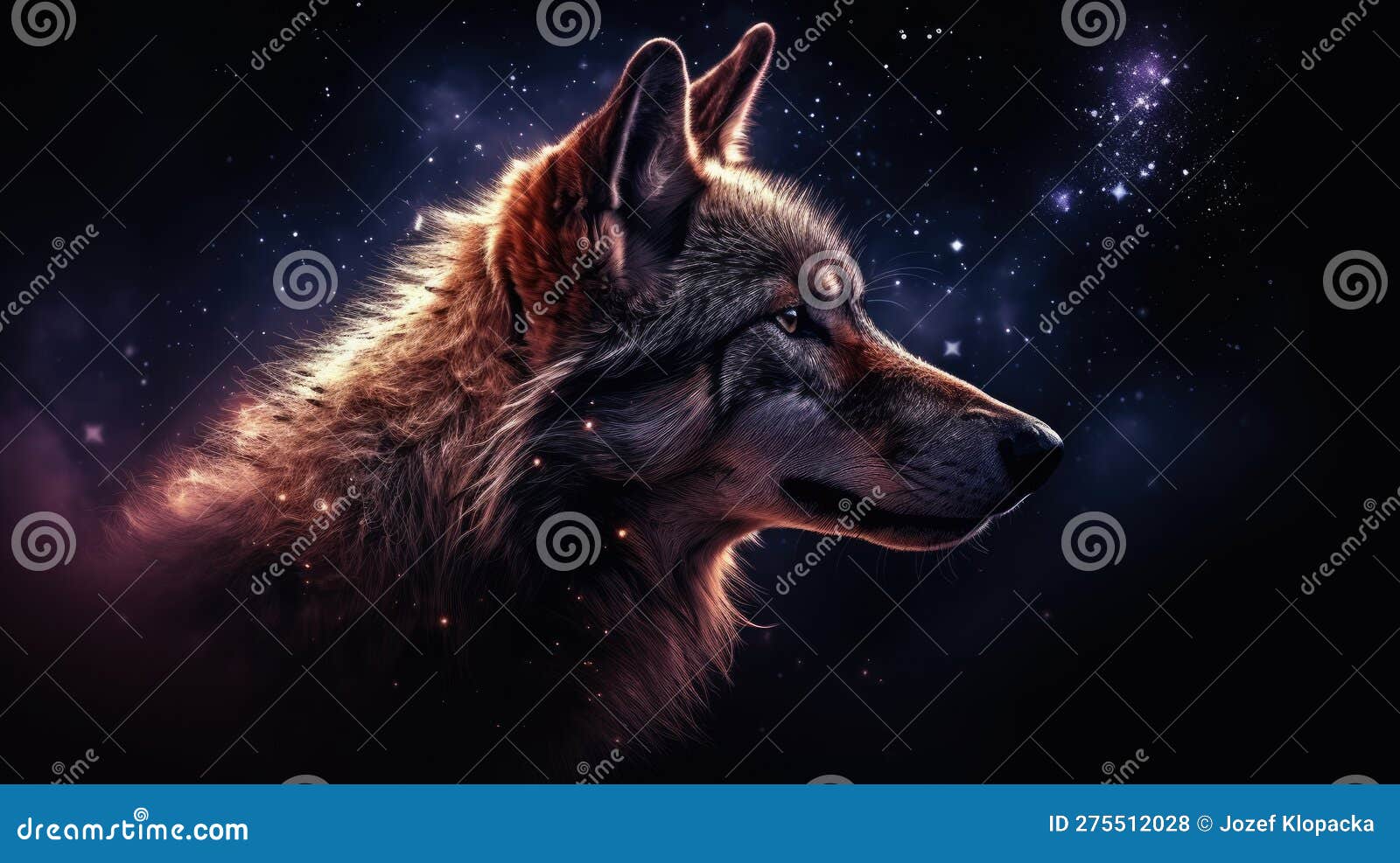 Wolf in Cosmic Space. Gnerative Ai. Stock Illustration - Illustration ...