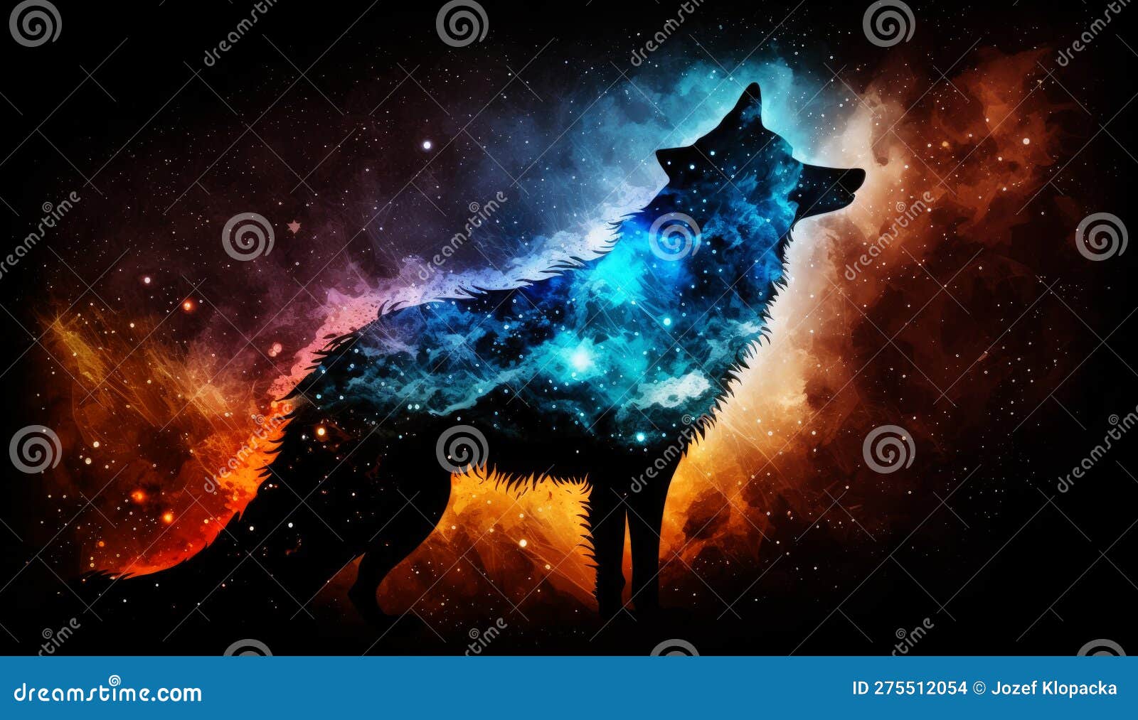 Wolf in Cosmic Space. Gnerative Ai. Stock Illustration - Illustration ...