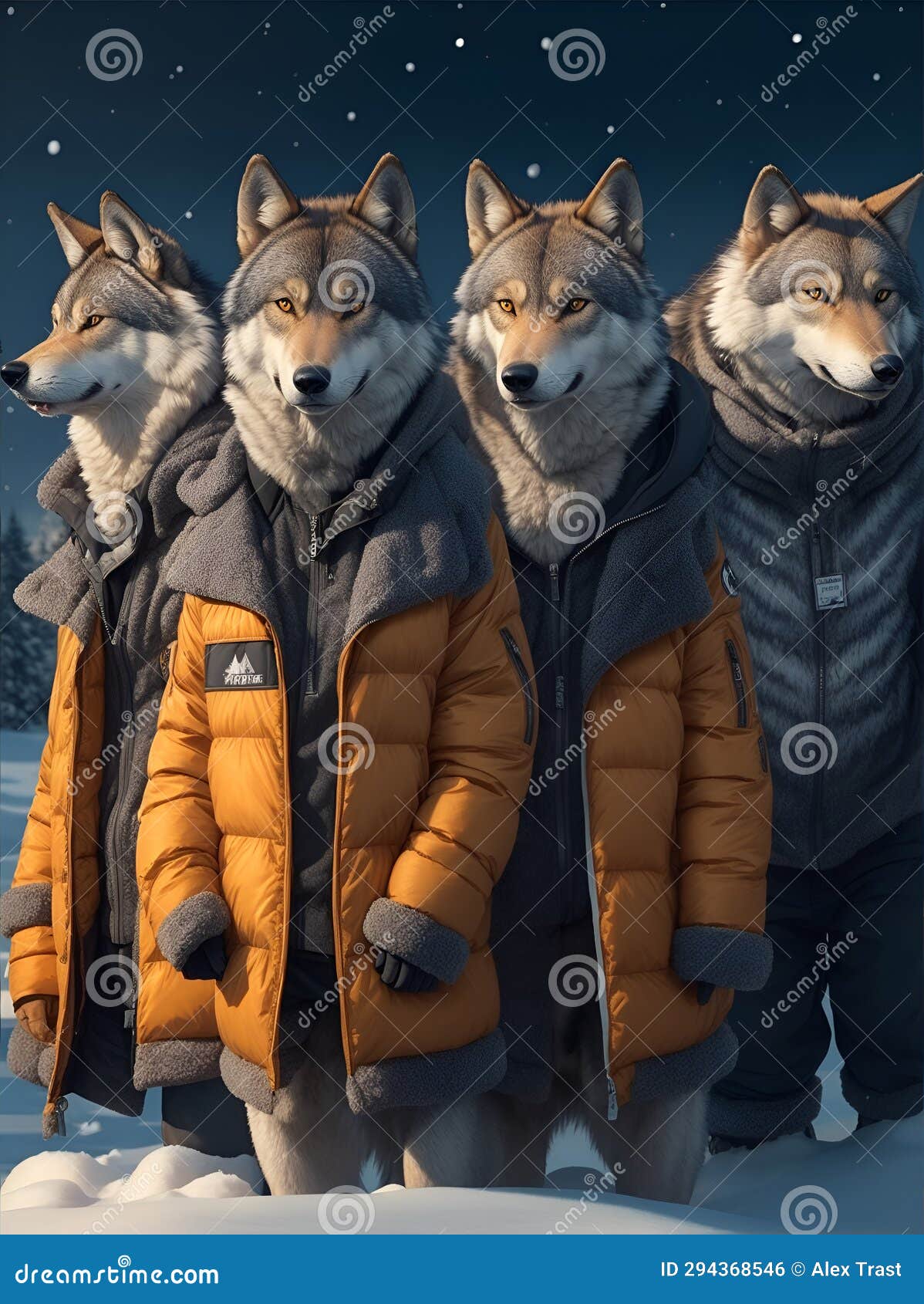Wolf in a Cozy Winter Jacket. AI Generated Stock Illustration ...