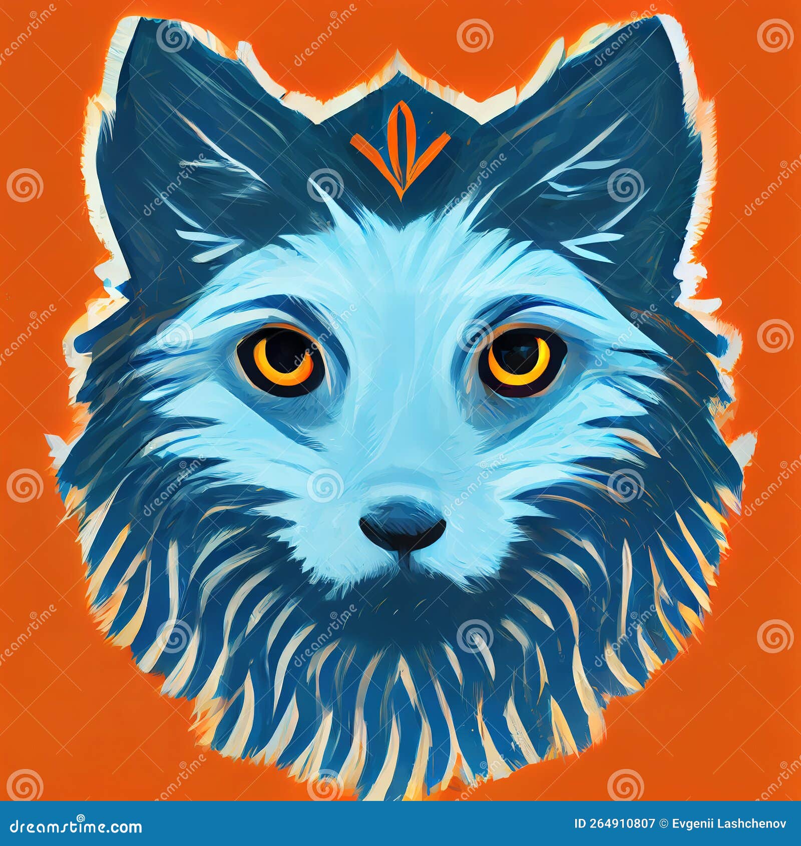 Wolf Cub Art Portrait. Digital Illustration Based on Render by Neural ...