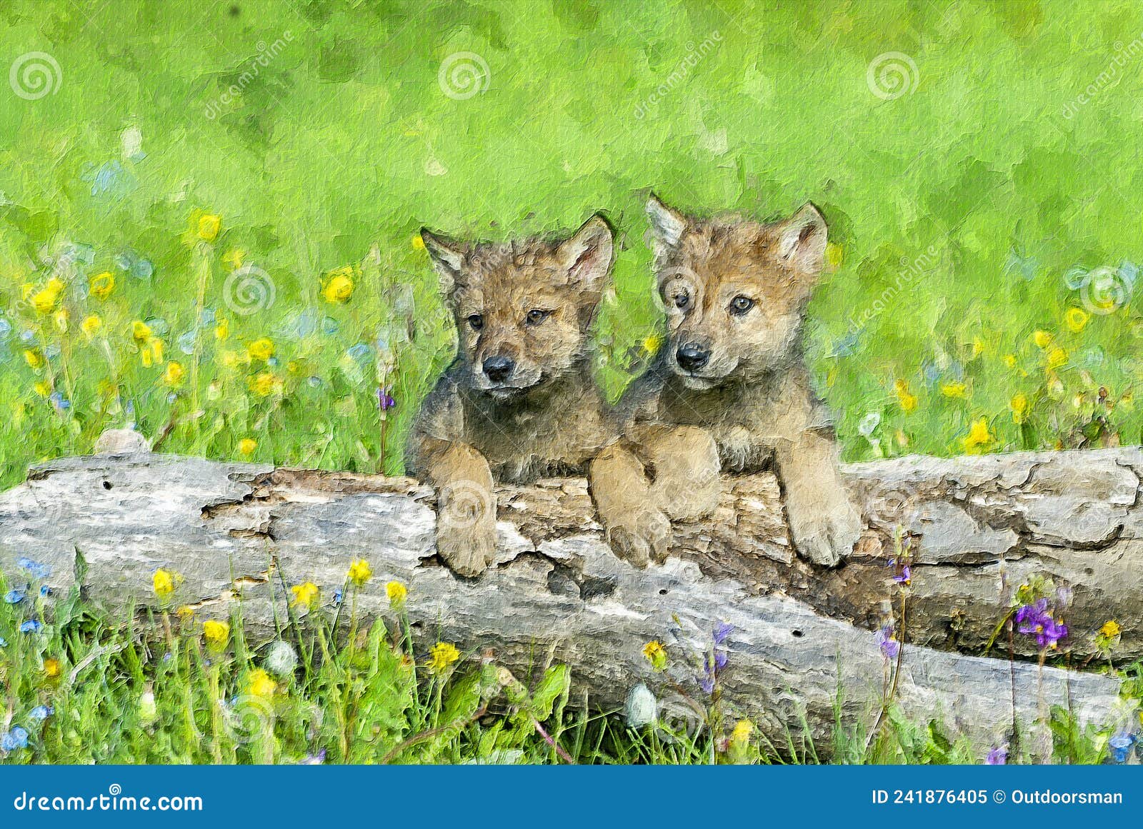 Wolf Cubs,digital Oil Painting Stock Illustration - Illustration of ...