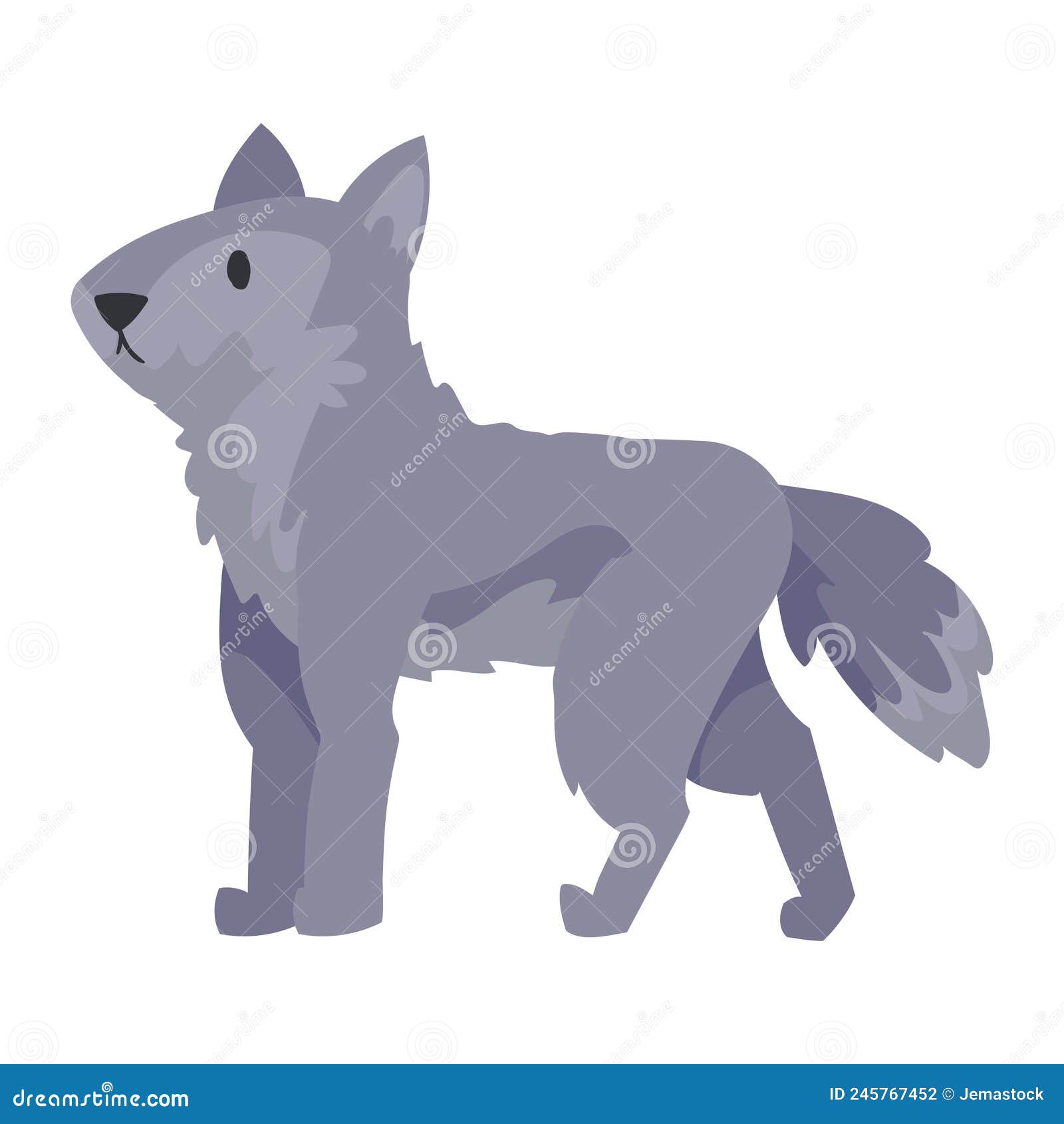 Wolf. Cute Flat Vector Illustration In Childish Cartoon Style. Funny ...