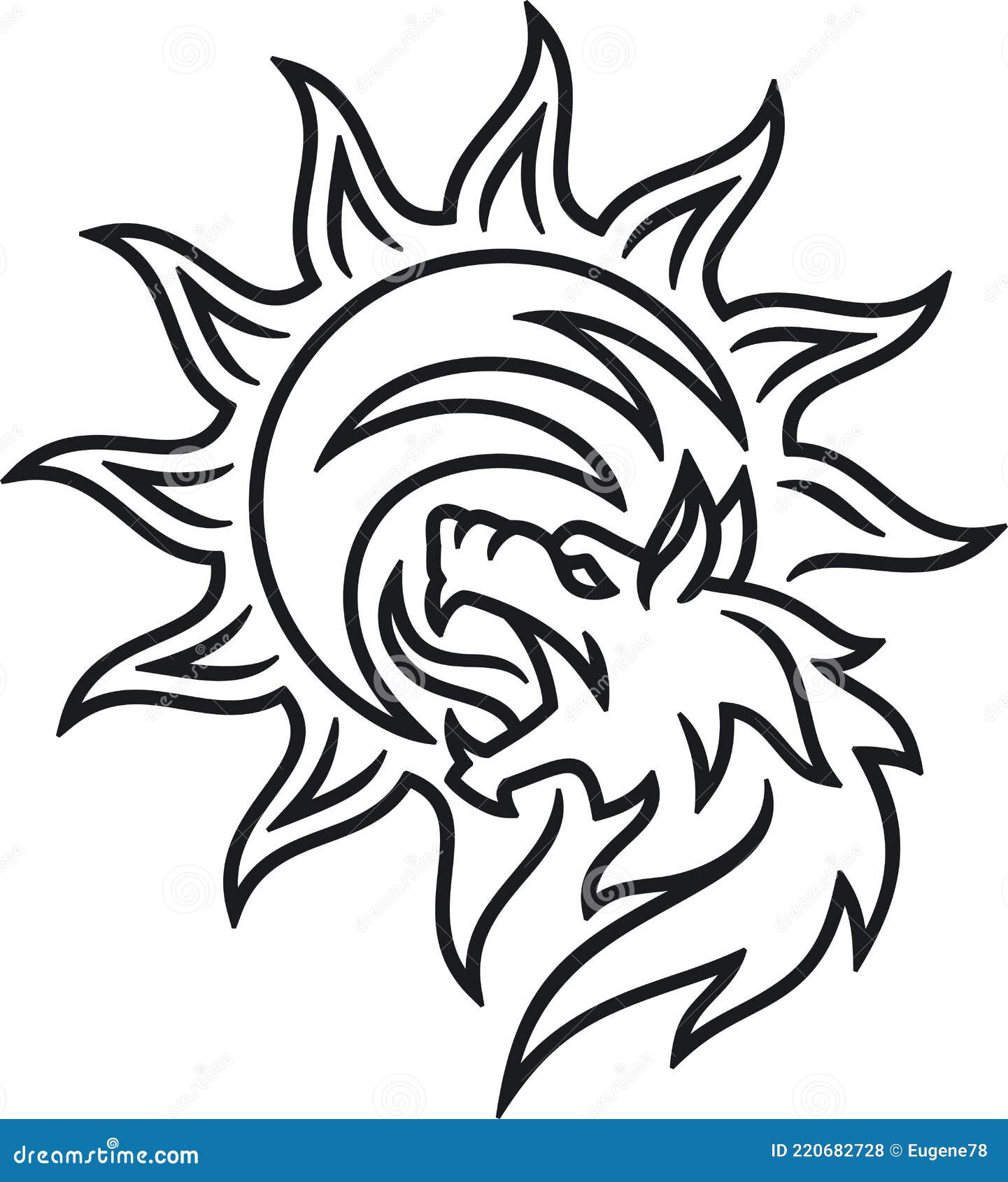 Wolf Devouring the Sun. Abstract Illustration Stock Vector ...