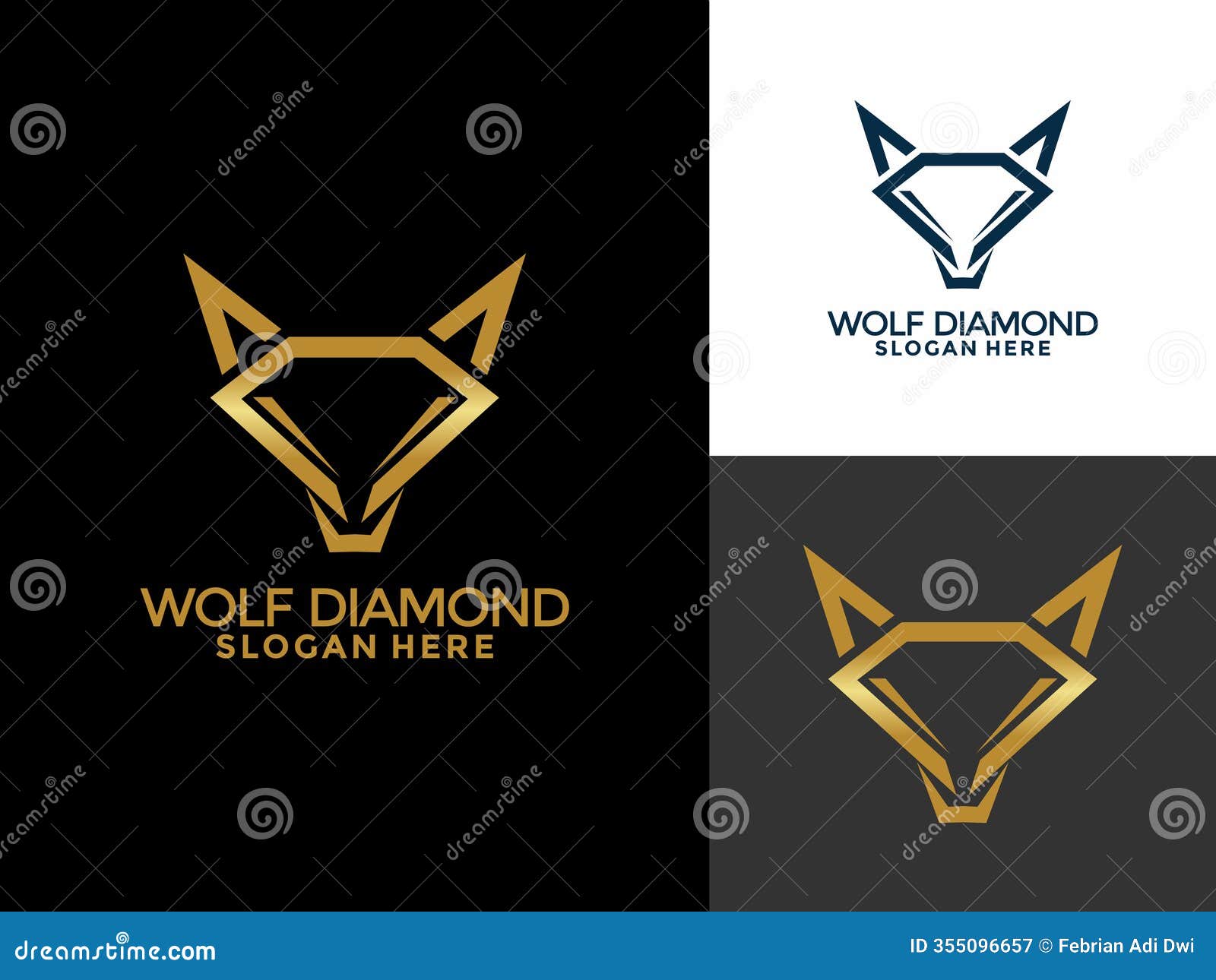 Wolf Diamond Head Logo Design. Luxury Modern Wolf Diamond Logo Vector ...
