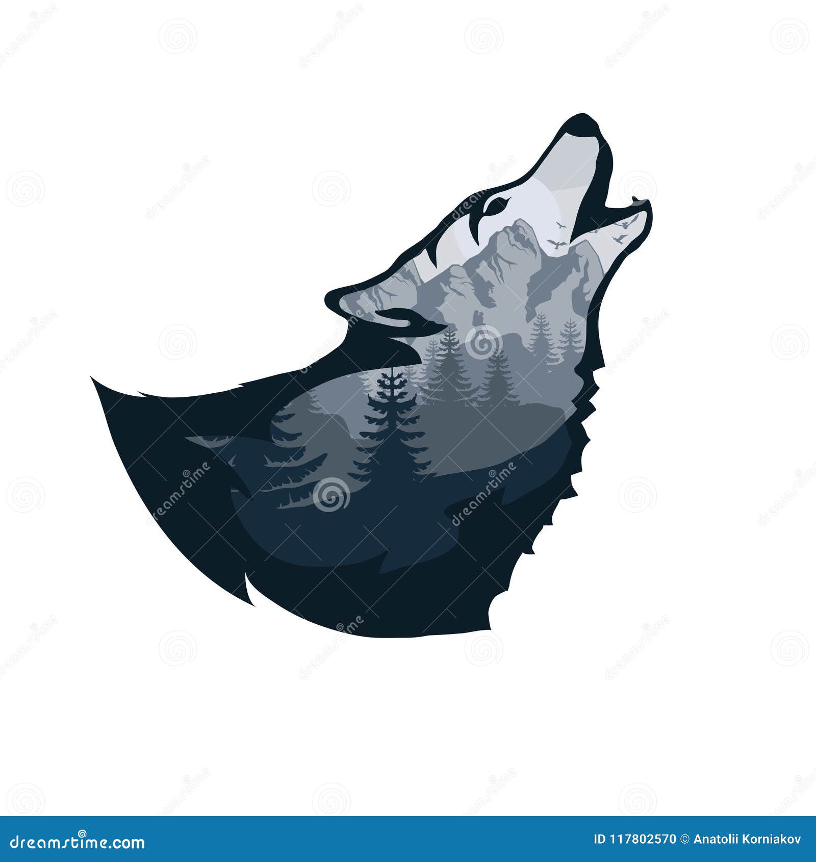 Wolf Double Exposure. Wildlife for Your Design, Outdoors Symbol Wolf ...