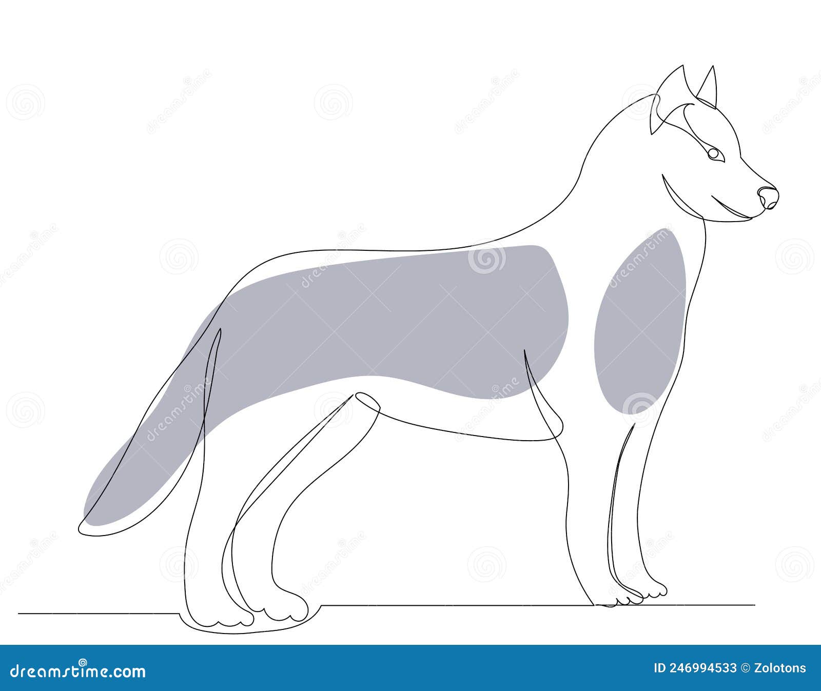 Wolf Drawing in One Continuous Line, Isolated Stock Vector ...