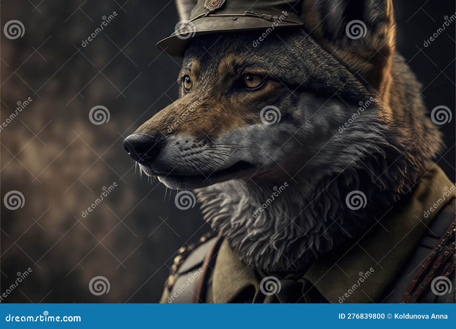 Wolf Dressed As a Soldier, Created with Generative AI Technology Stock ...