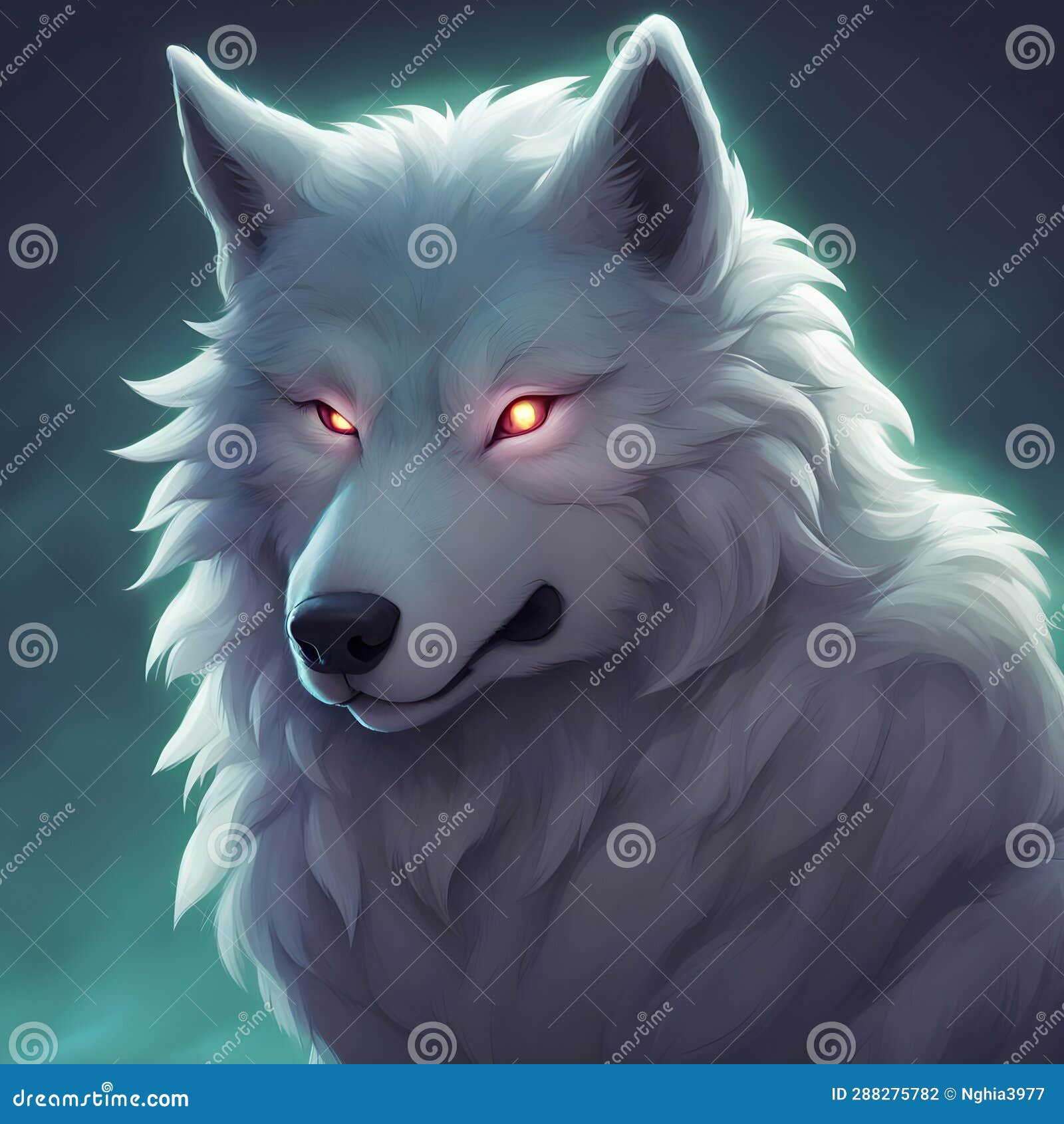 A Wolf with Eerily Glowing Eyes Stock Illustration - Illustration of ...