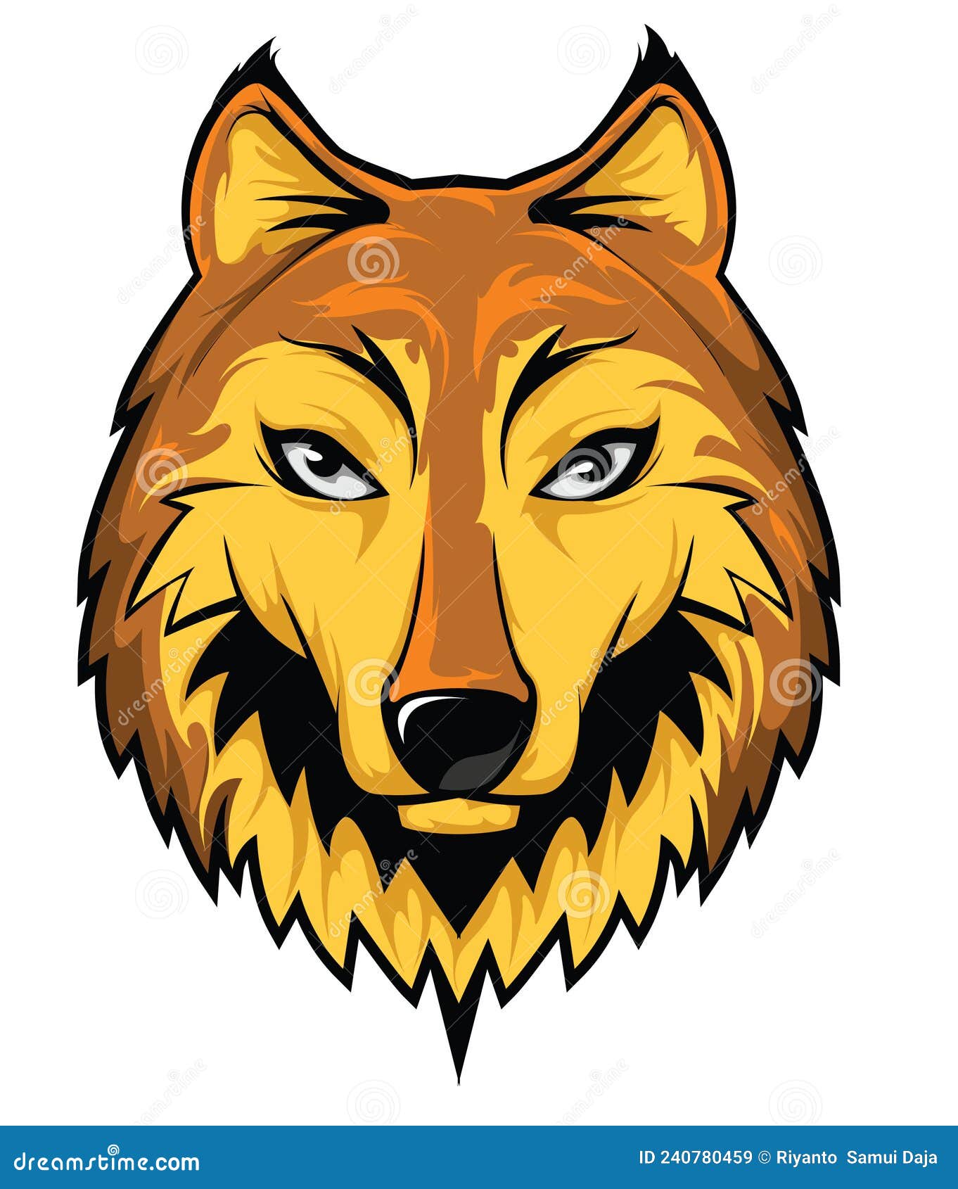 Wolf Face Front Side View Color Illustration Stock Vector ...