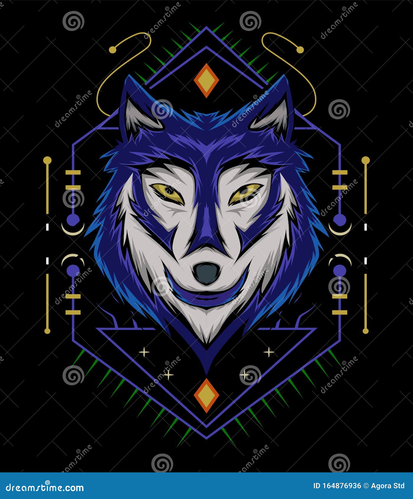 Blue Wolf Vector Illustration, Head Wolves Stock Illustration ...