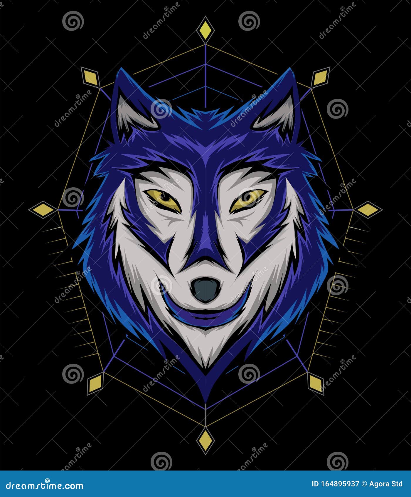 Blue Wolf Vector Illustration, Head Wolves Stock Illustration ...