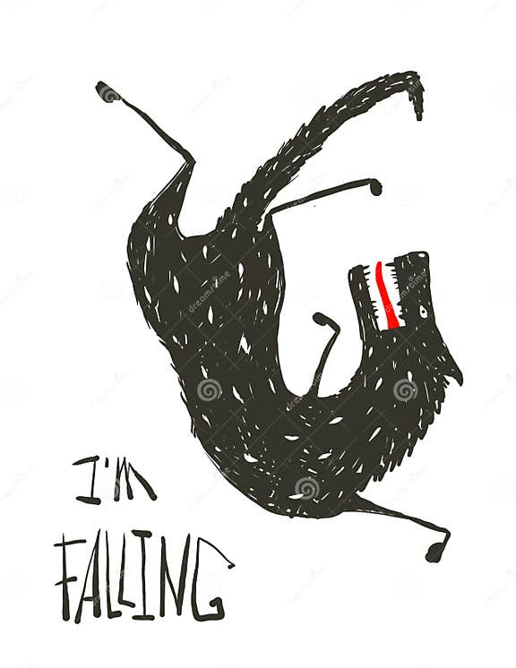 Wolf Falling Down negro ilustración del vector. Ilustración de terrible ...