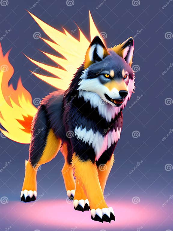 Wolf Fire on Dark Background, Ai Generated Stock Illustration ...