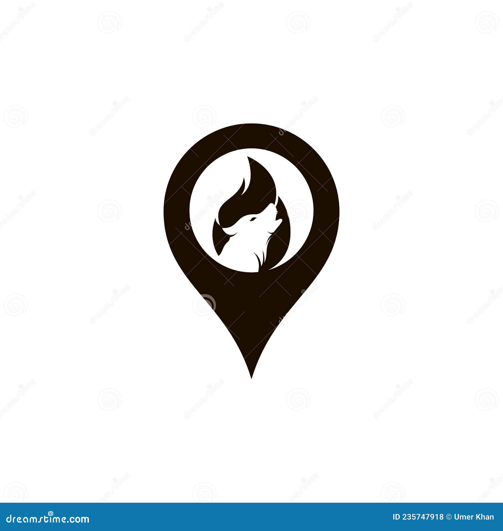 Wolf Fire Map Pin Concept Vector Logo Design Stock Vector ...