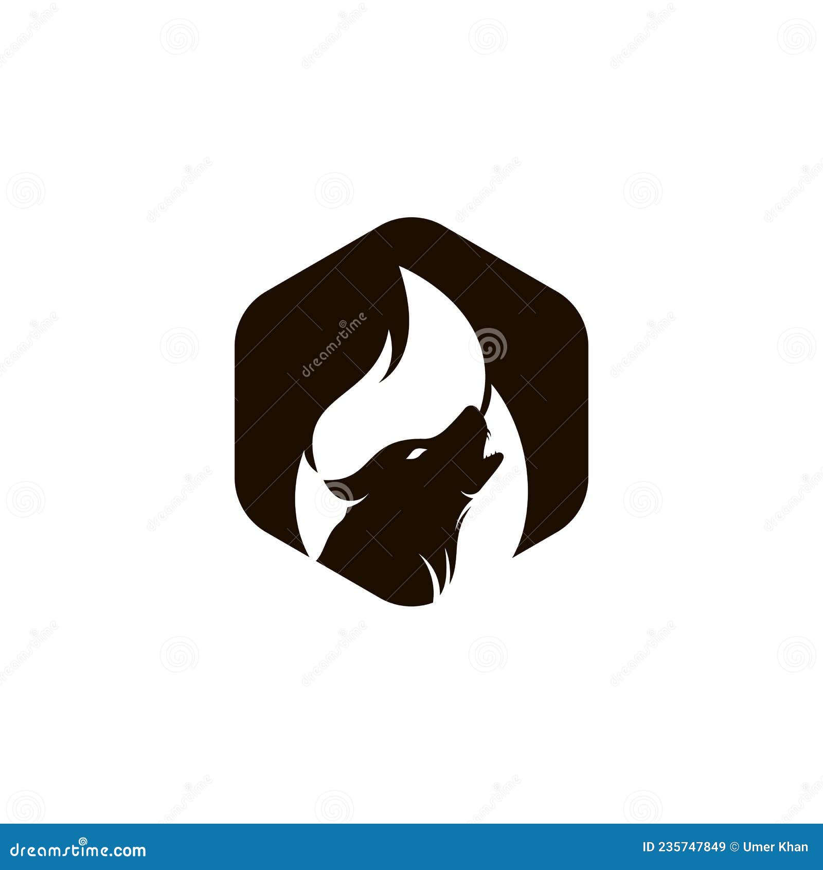 Wolf Fire Vector Logo Design Template. Stock Vector - Illustration of ...