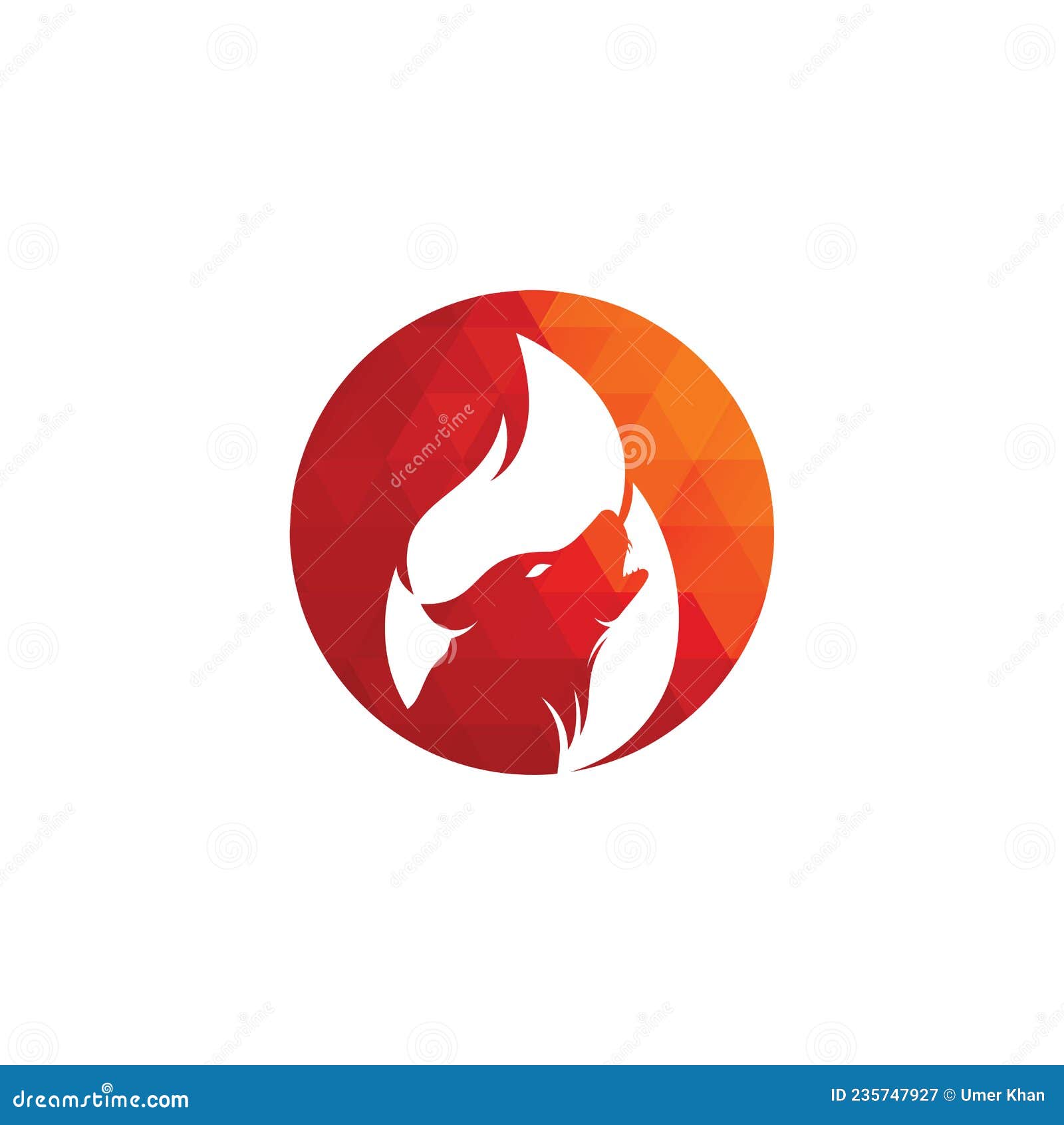 Wolf Fire Vector Logo Design Template. Stock Vector - Illustration of ...