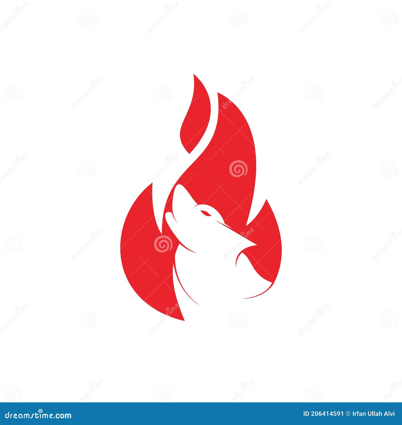 Wolf Fire Vector Logo Design Template. Stock Vector - Illustration of ...