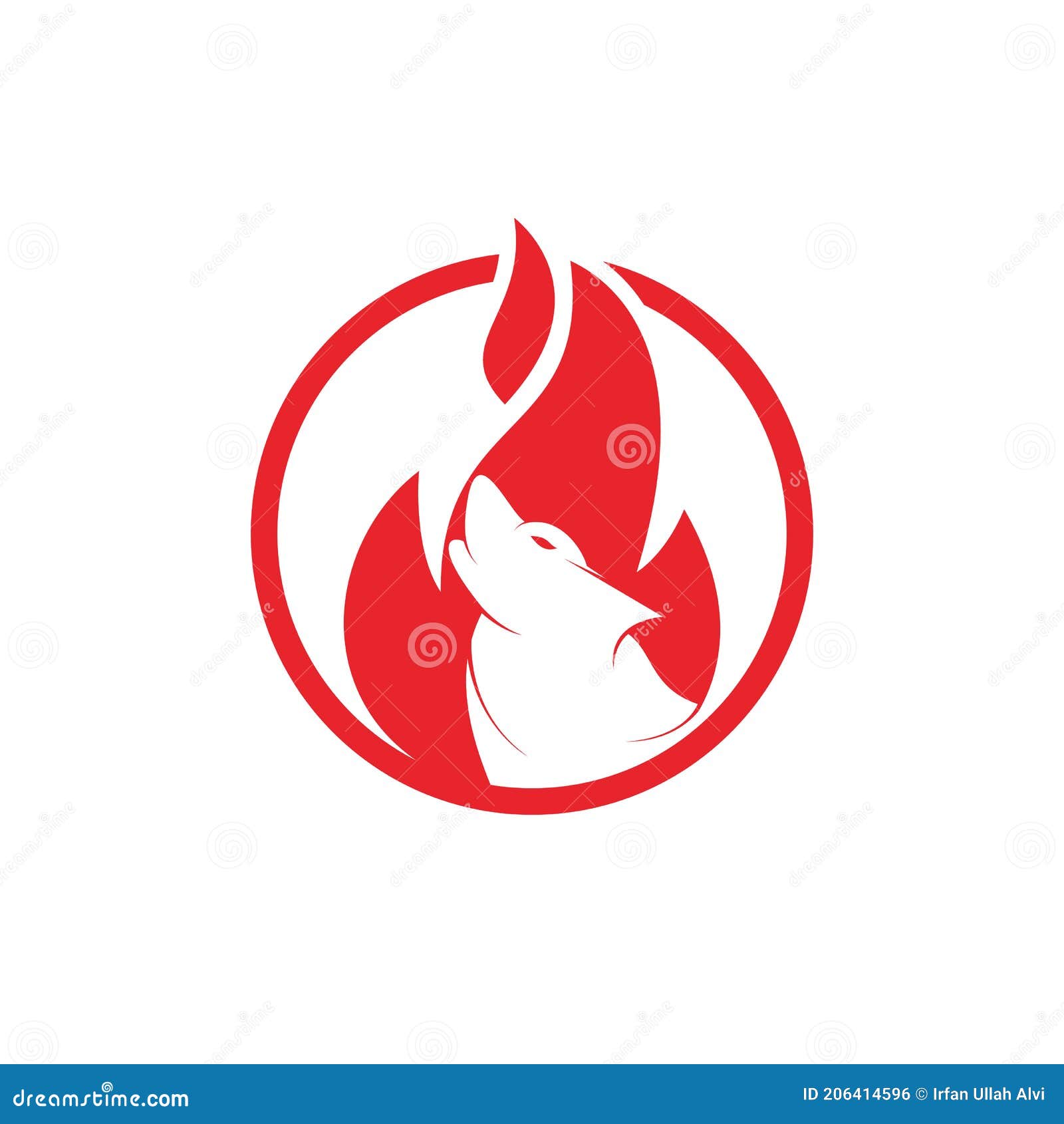 Wolf Fire Vector Logo Design Template. Stock Vector - Illustration of ...