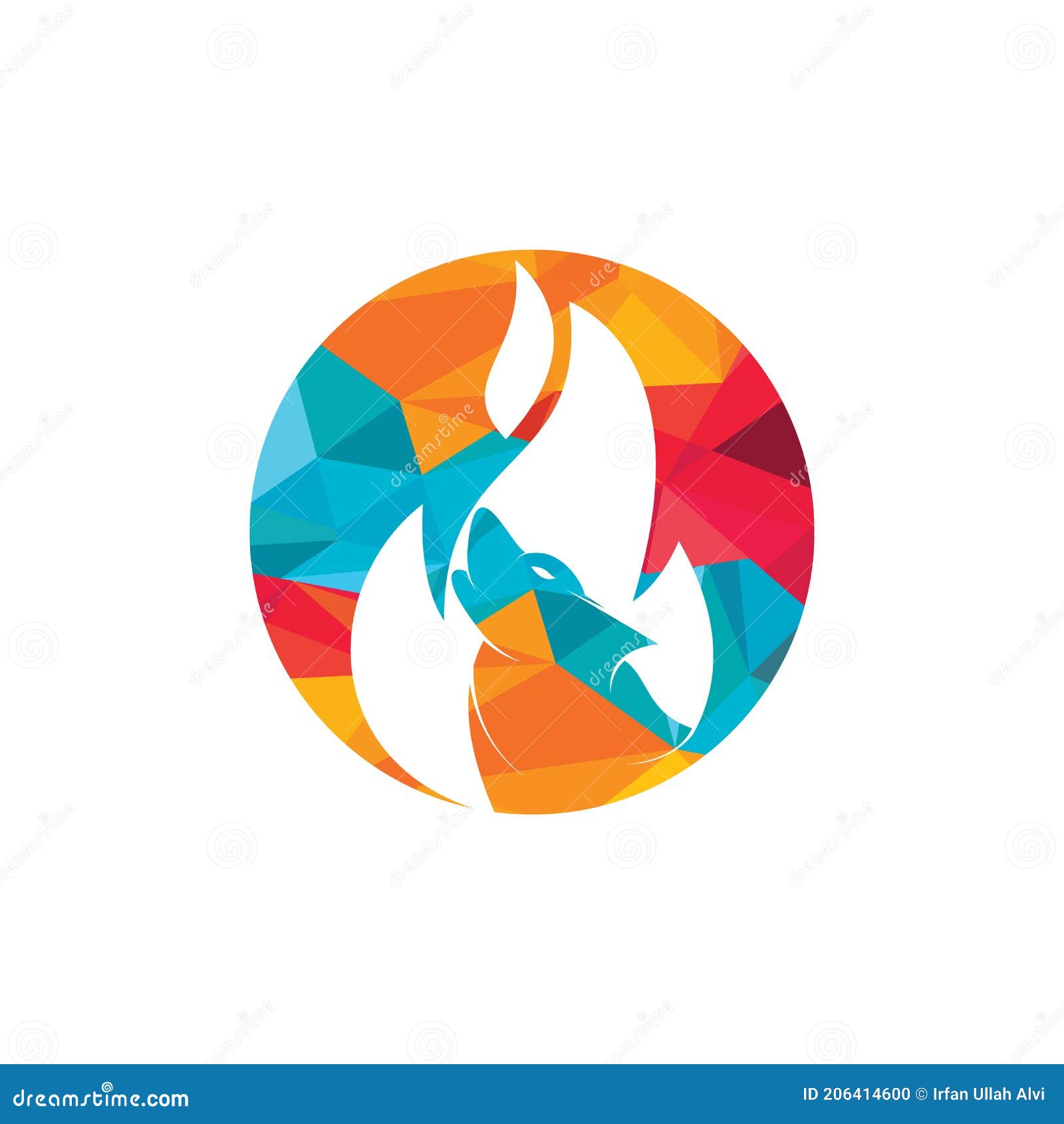Wolf Fire Vector Logo Design Template. Stock Vector - Illustration of ...