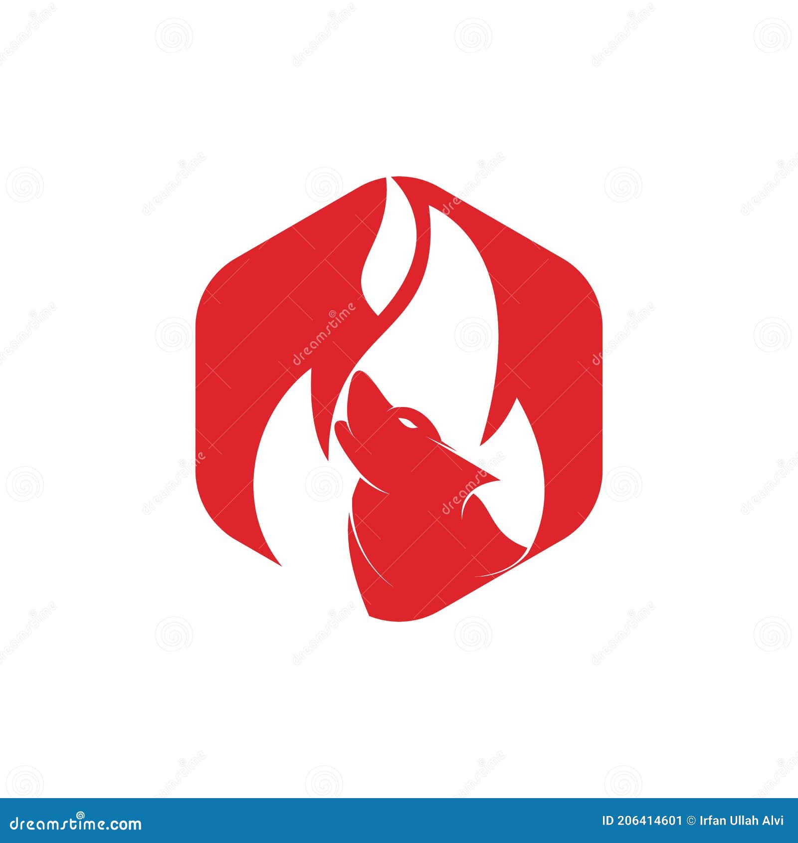 Wolf Fire Vector Logo Design Template. Stock Vector - Illustration of ...
