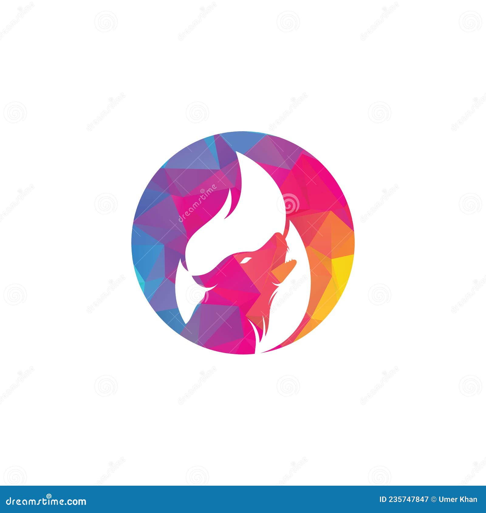 Wolf Fire Vector Logo Design Template. Stock Vector - Illustration of ...