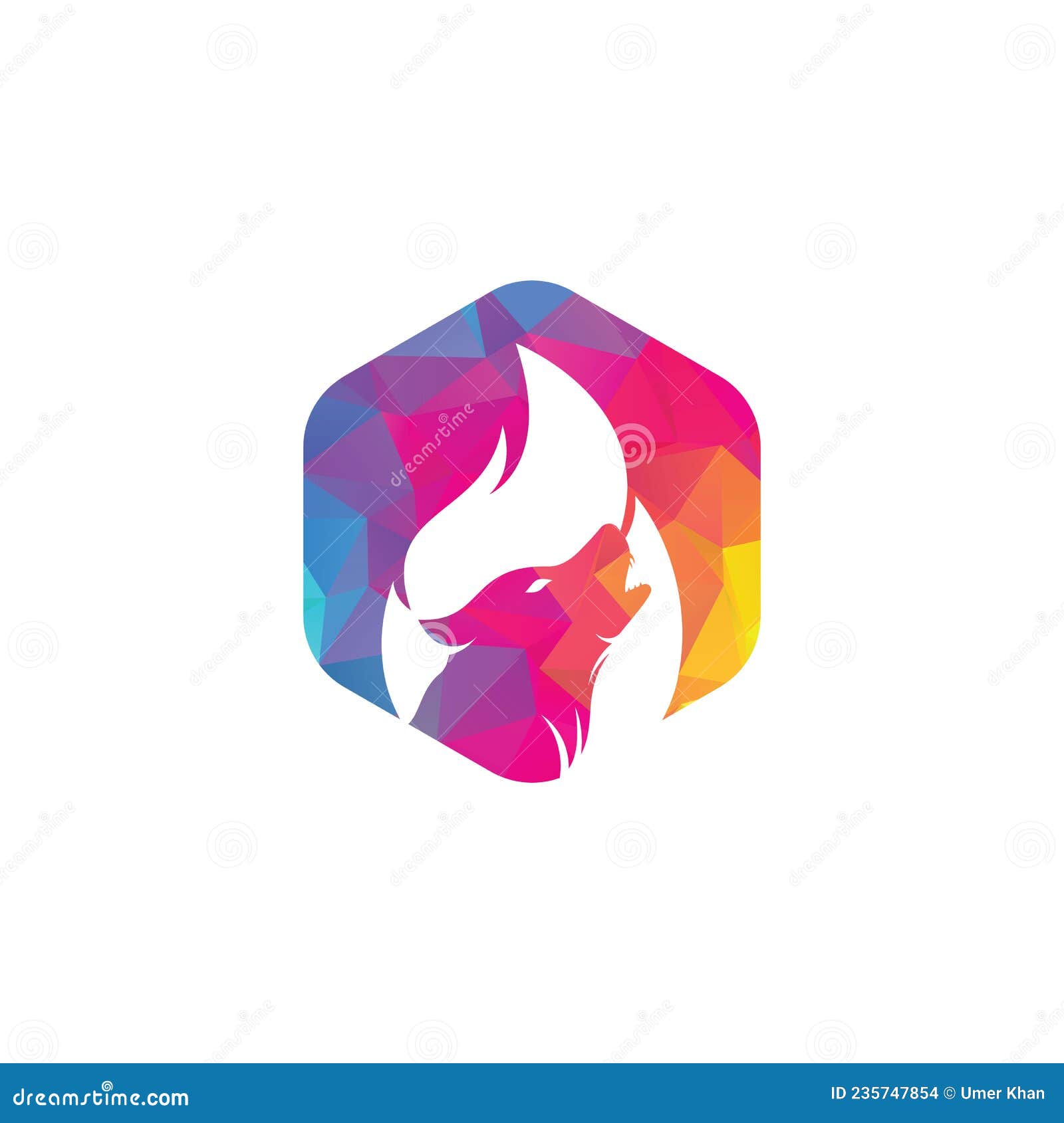 Wolf Fire Vector Logo Design Template. Stock Vector - Illustration of ...