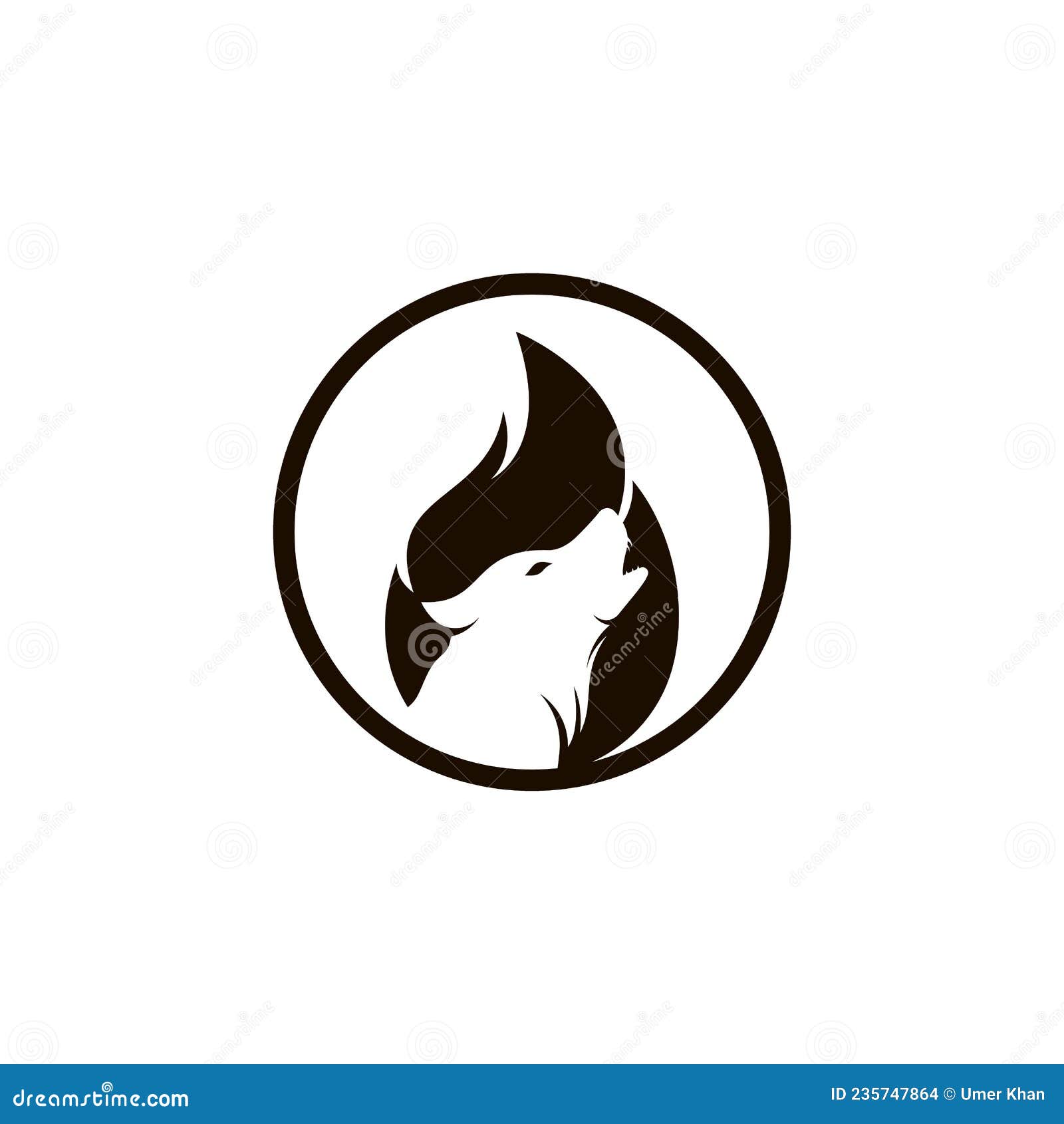 Wolf Fire Vector Logo Design Template. Stock Vector - Illustration of ...