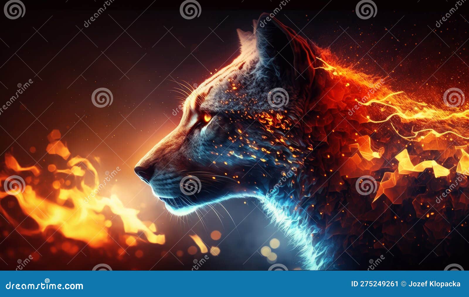 Wolf in Flame. Gnerative Ai. Stock Illustration - Illustration of ...