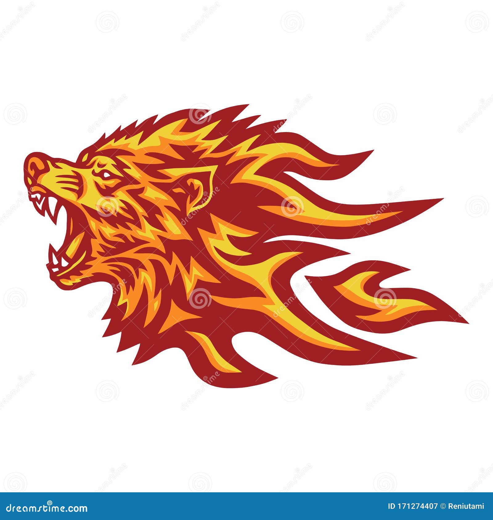 Wolf Flaming Fire Head Logo Vector Mascot Design Stock Vector ...